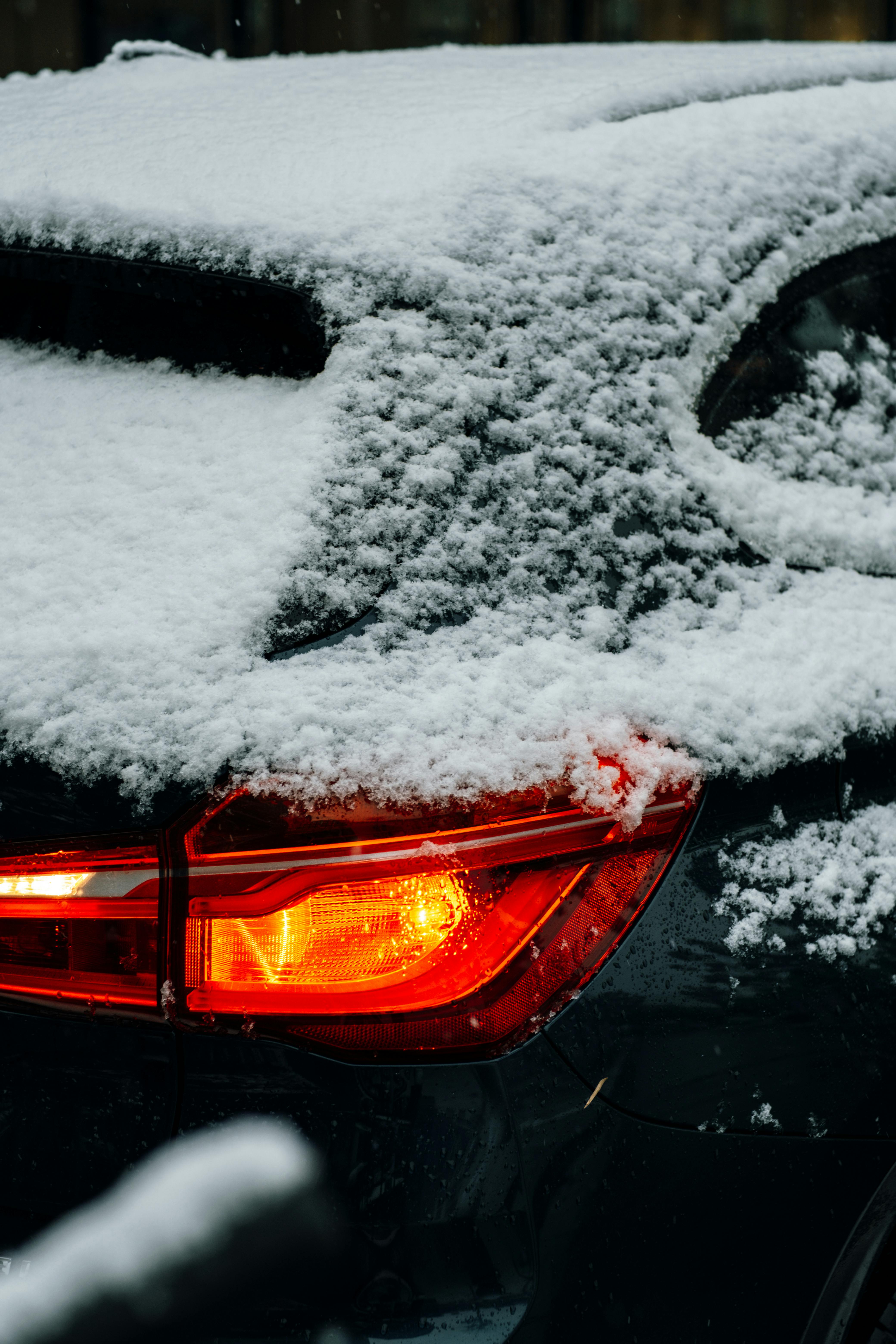 Snow Covered Red Sedan · Free Stock Photo