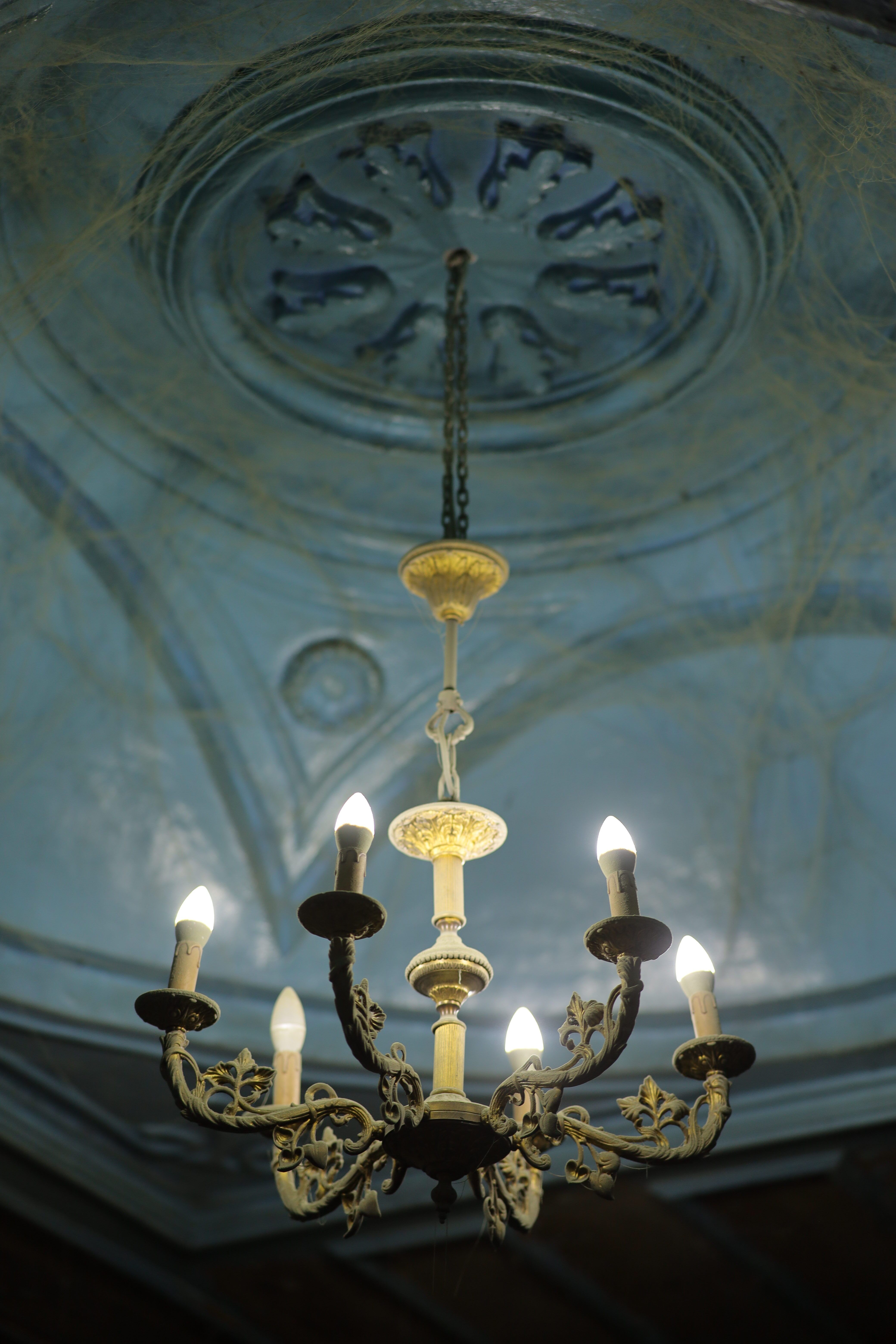 Ornate Chandeliers Hanging from Ceiling in Medieval Chamber · Free ...