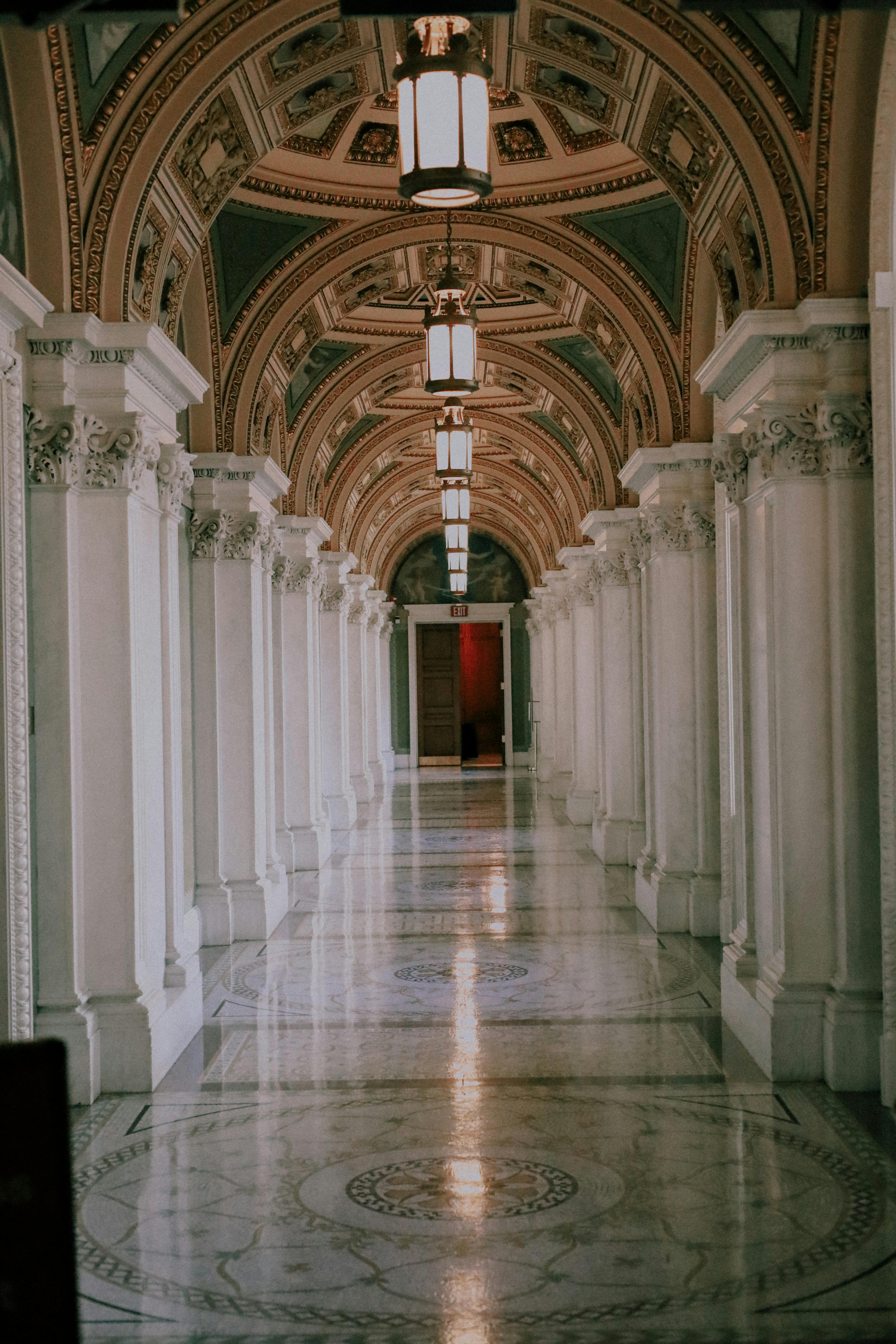 Luxury Corridor with Marble Floor · Free Stock Photo