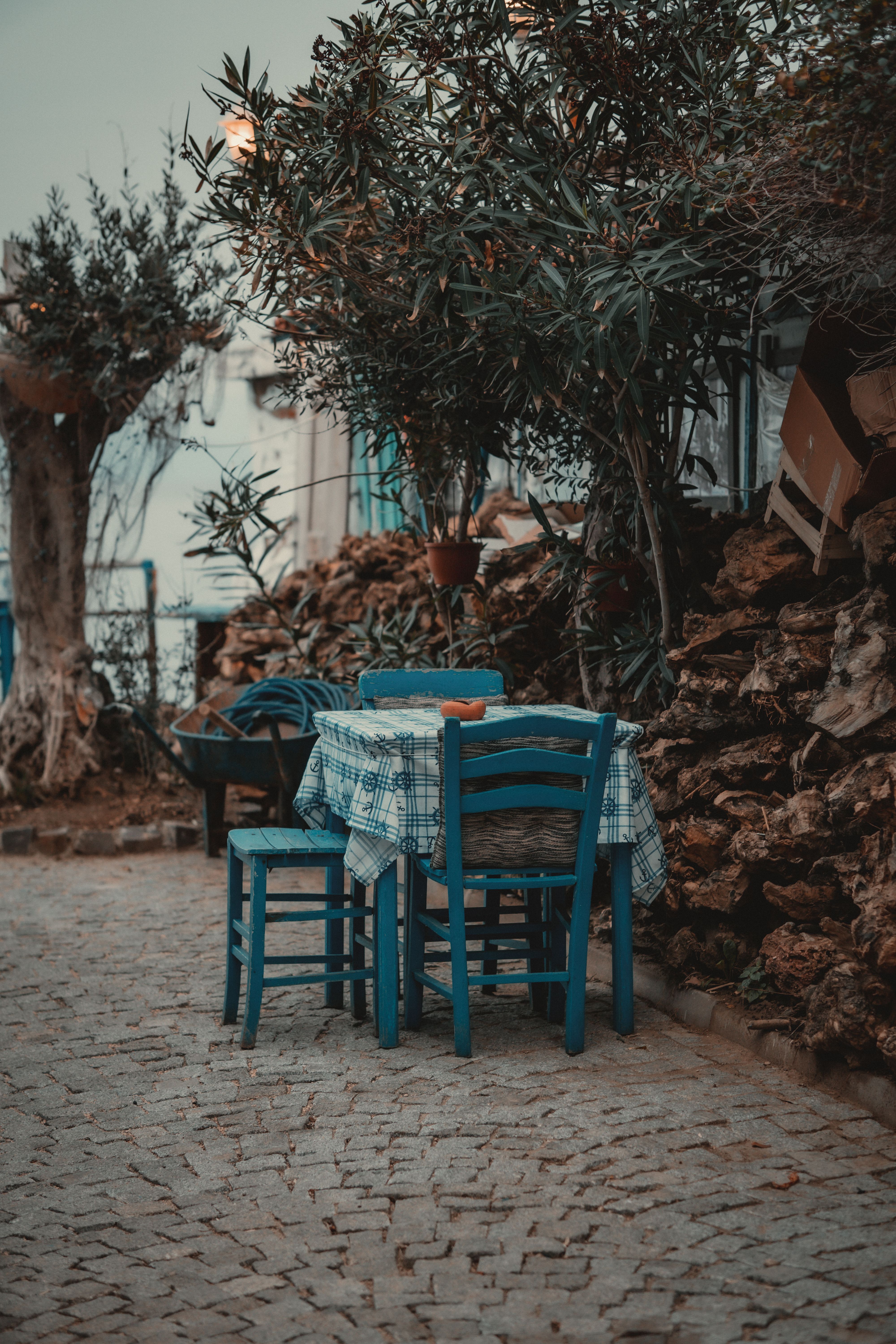 Wooden Chairs and Tables Under the Tree · Free Stock Photo