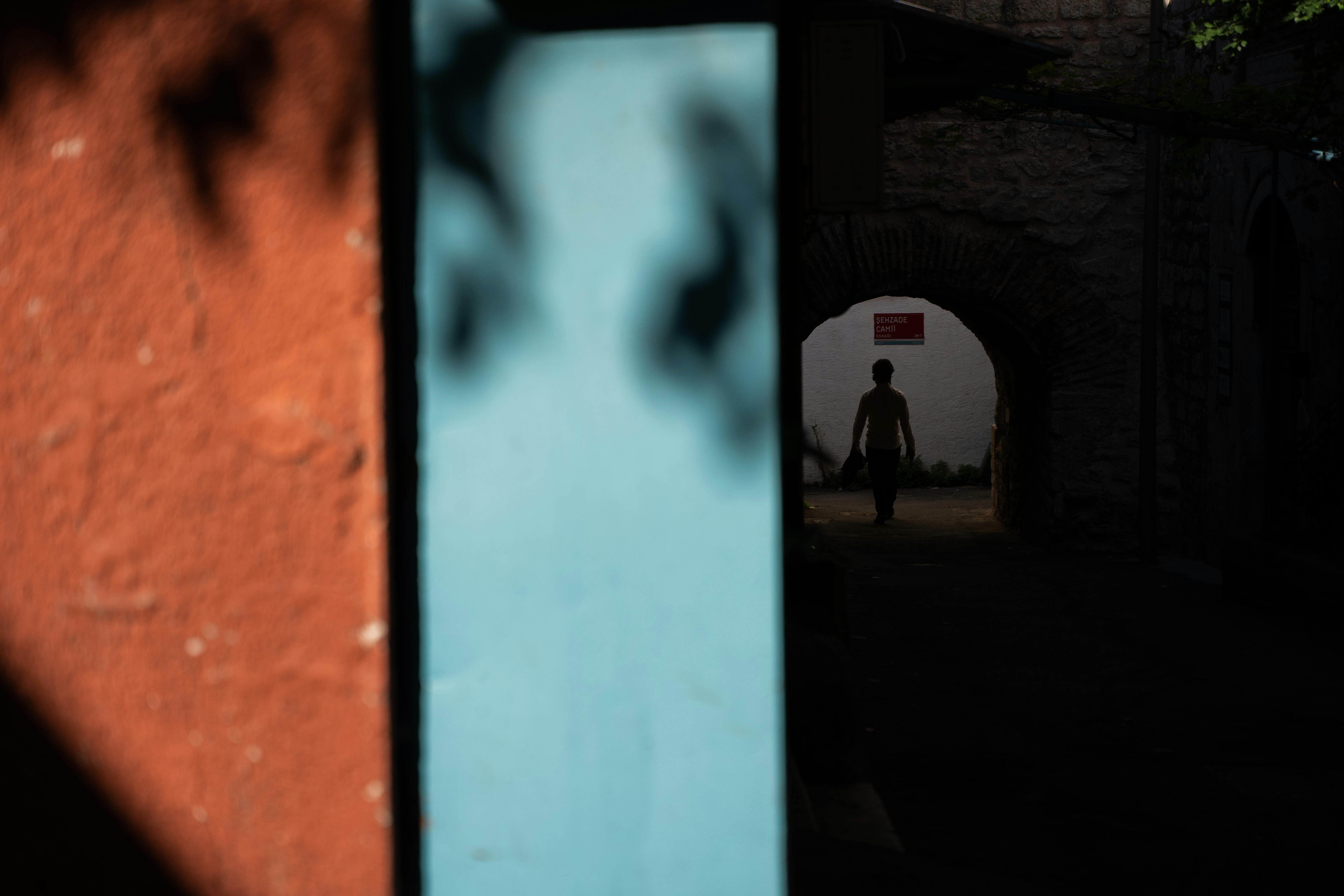 Man Walking through Gate · Free Stock Photo