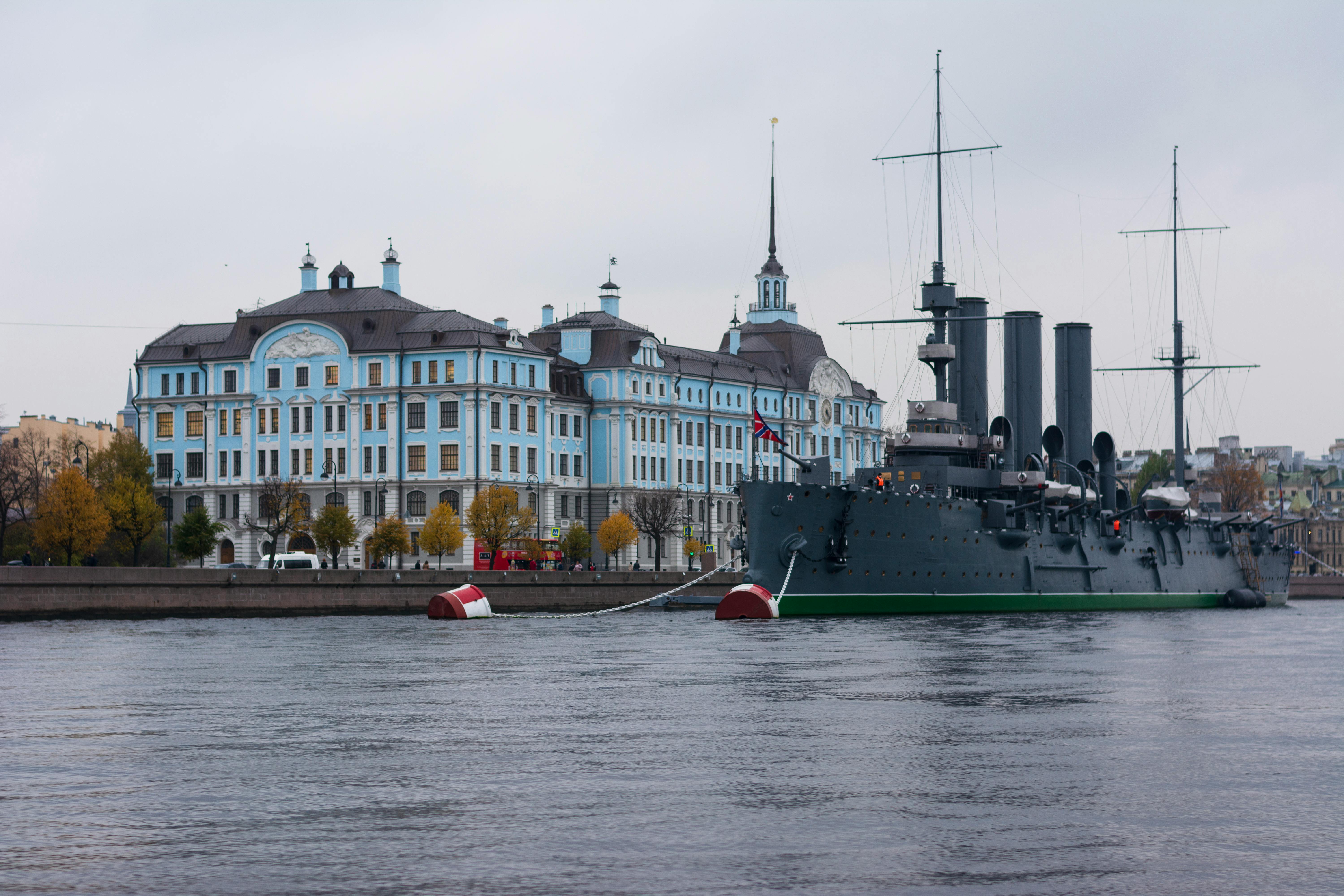 Cruiser Aurora Ship Moored on Neva River · Free Stock Photo