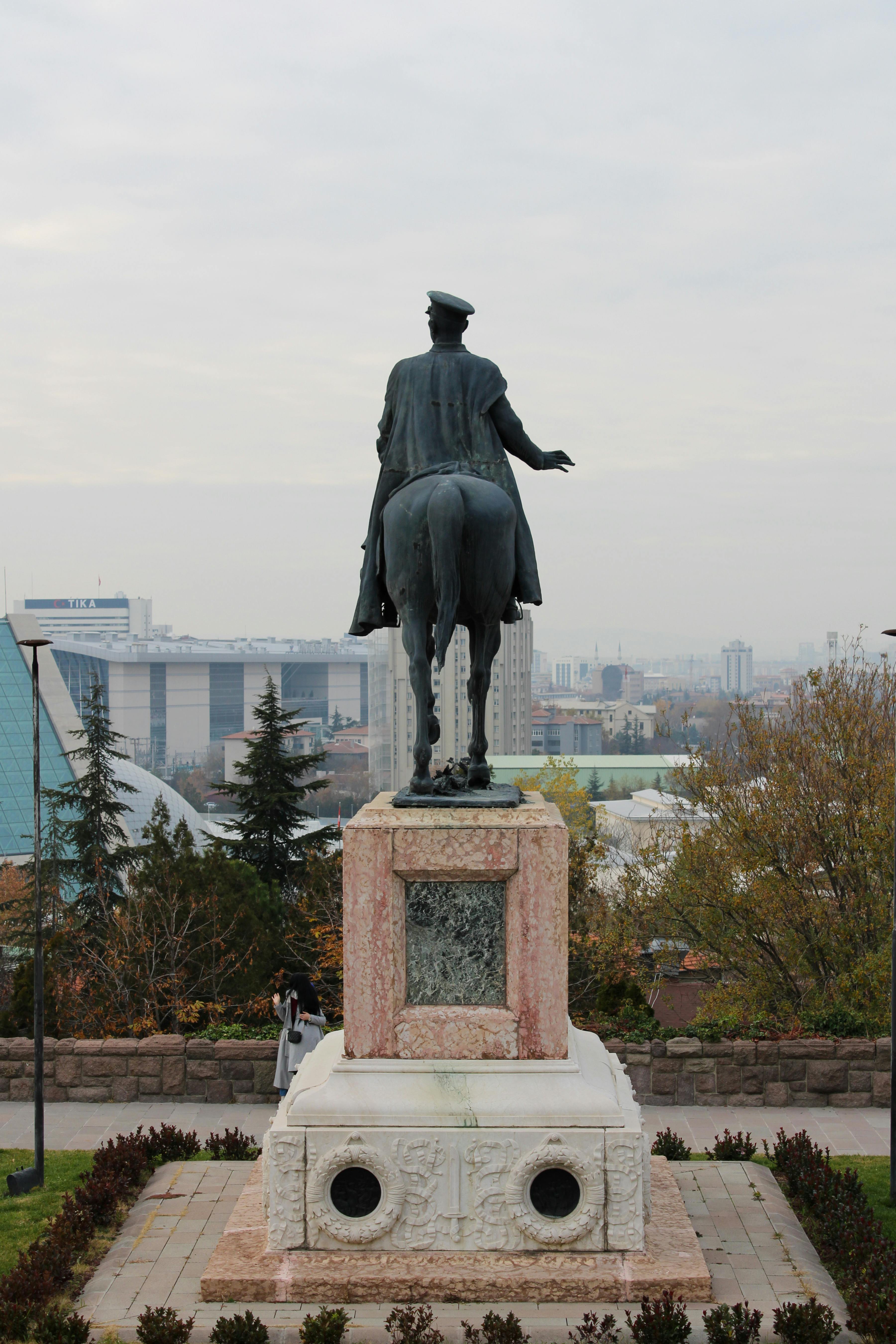 Back View of the Equestrian Statue of Mustafa Kemal Ataturk in Ankara ...