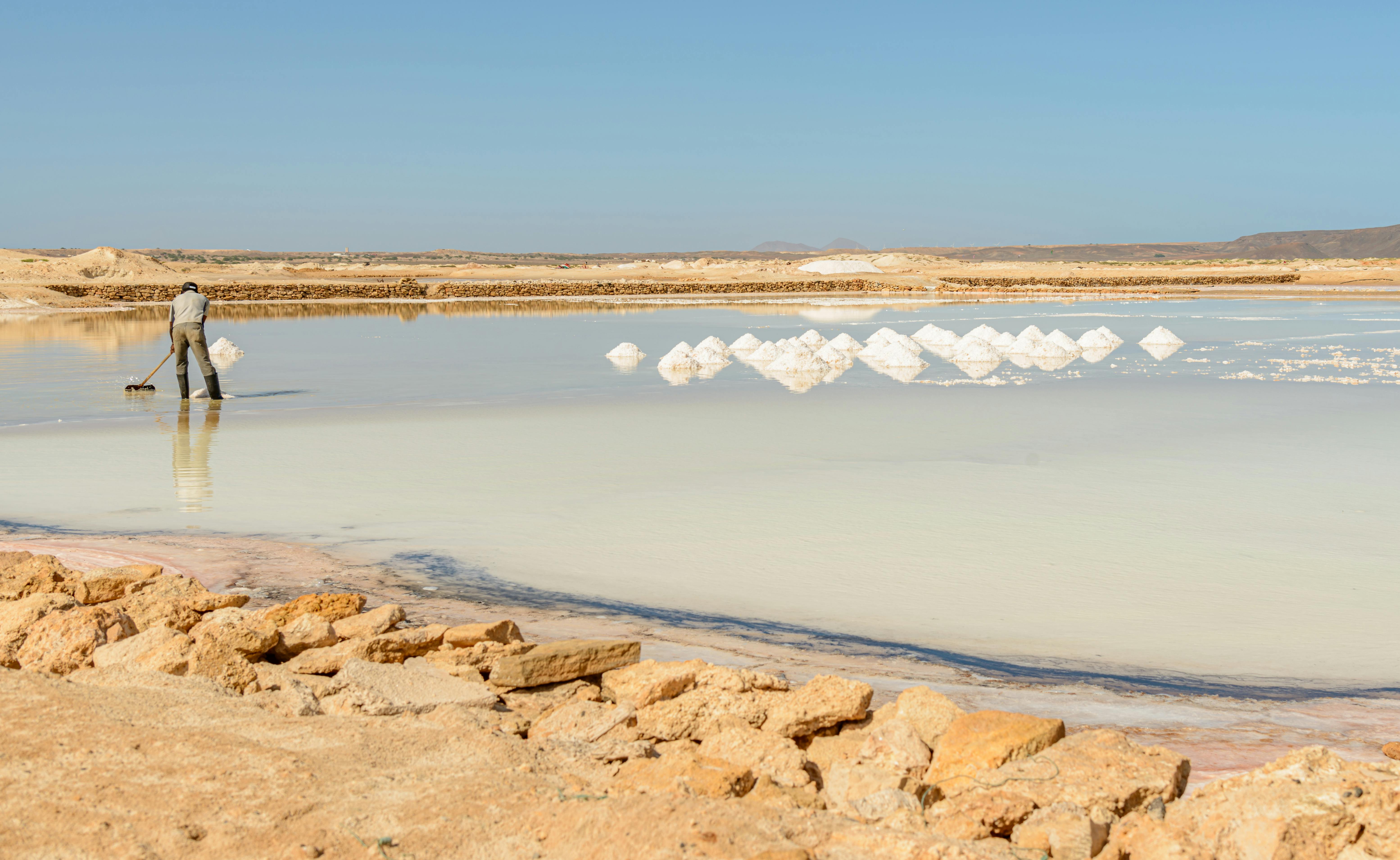 Bags against Salt Mountain · Free Stock Photo