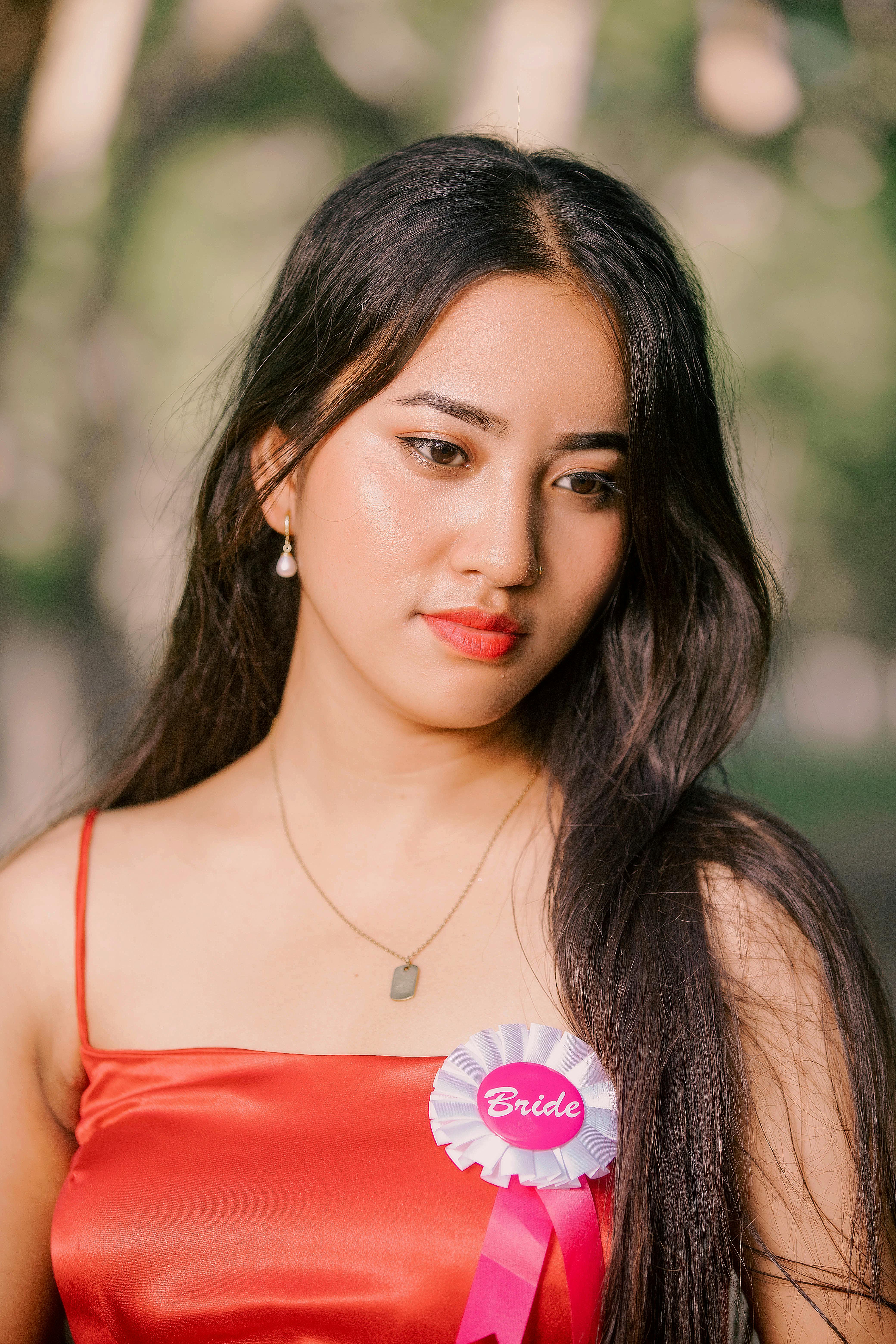 Beautiful Woman in Peach Dress · Free Stock Photo