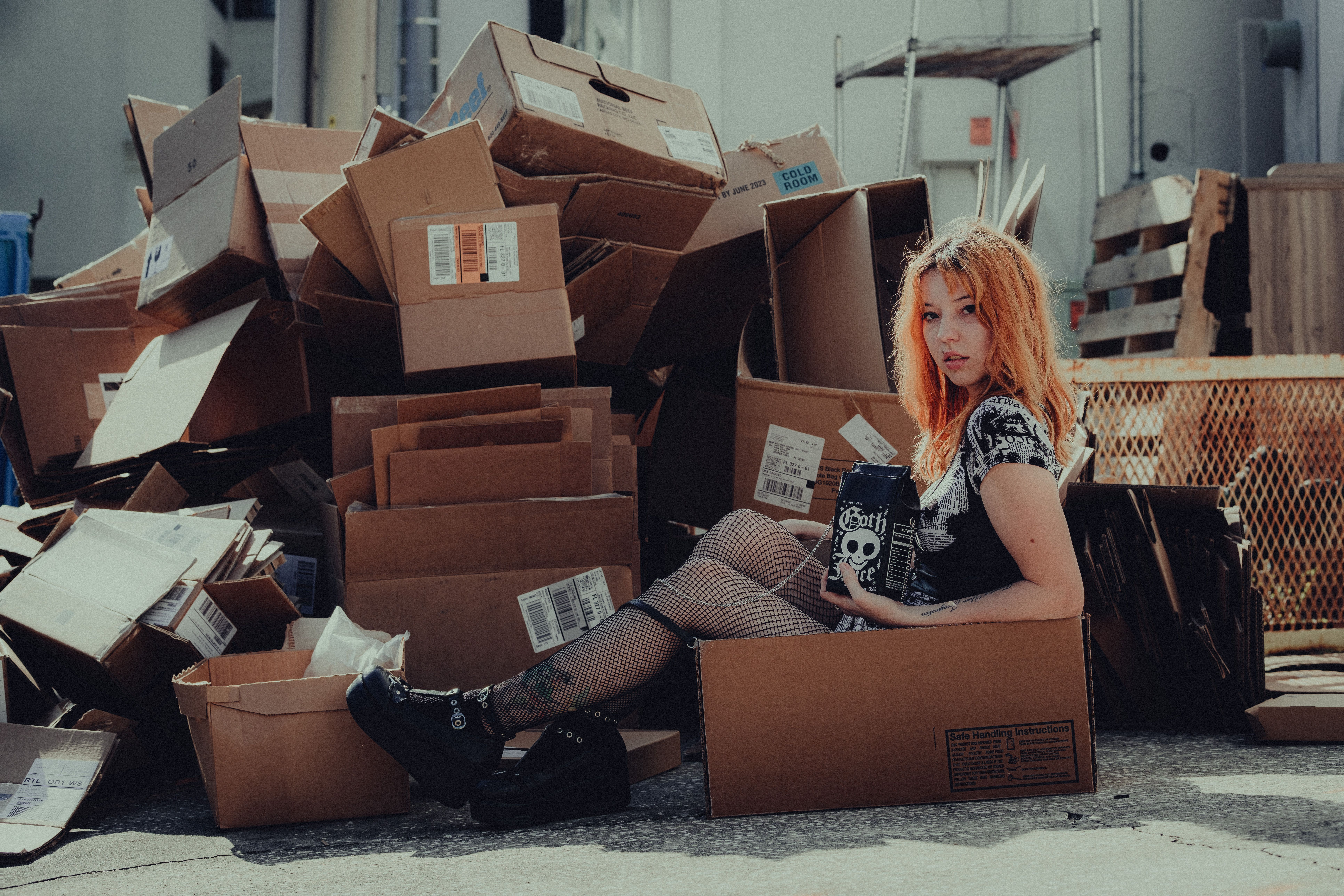 Woman Sitting Inside a Cardboard Box · Free Stock Photo