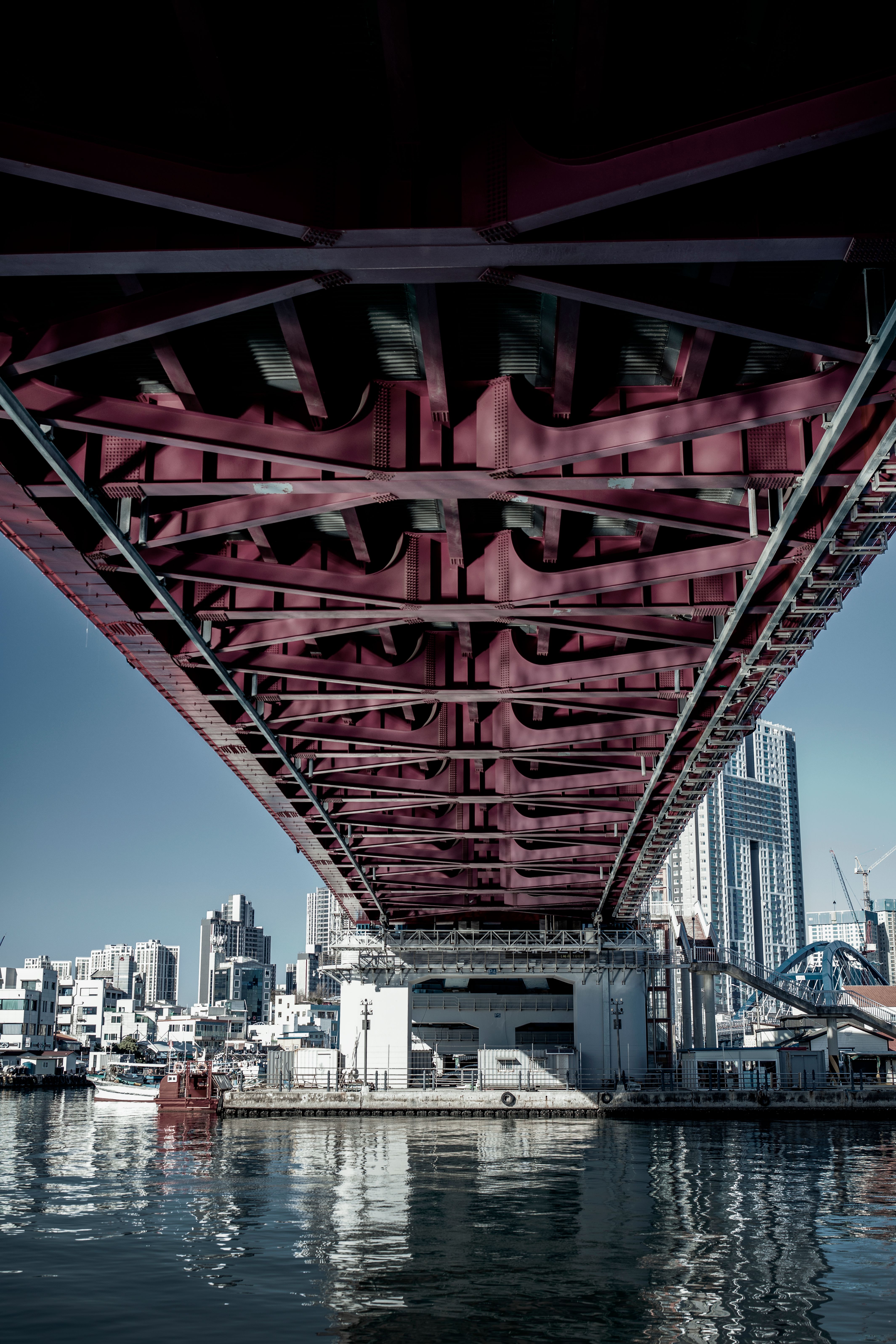 Low Angle Shot of a Metal Bridge and Cityscape in Perspective · Free ...