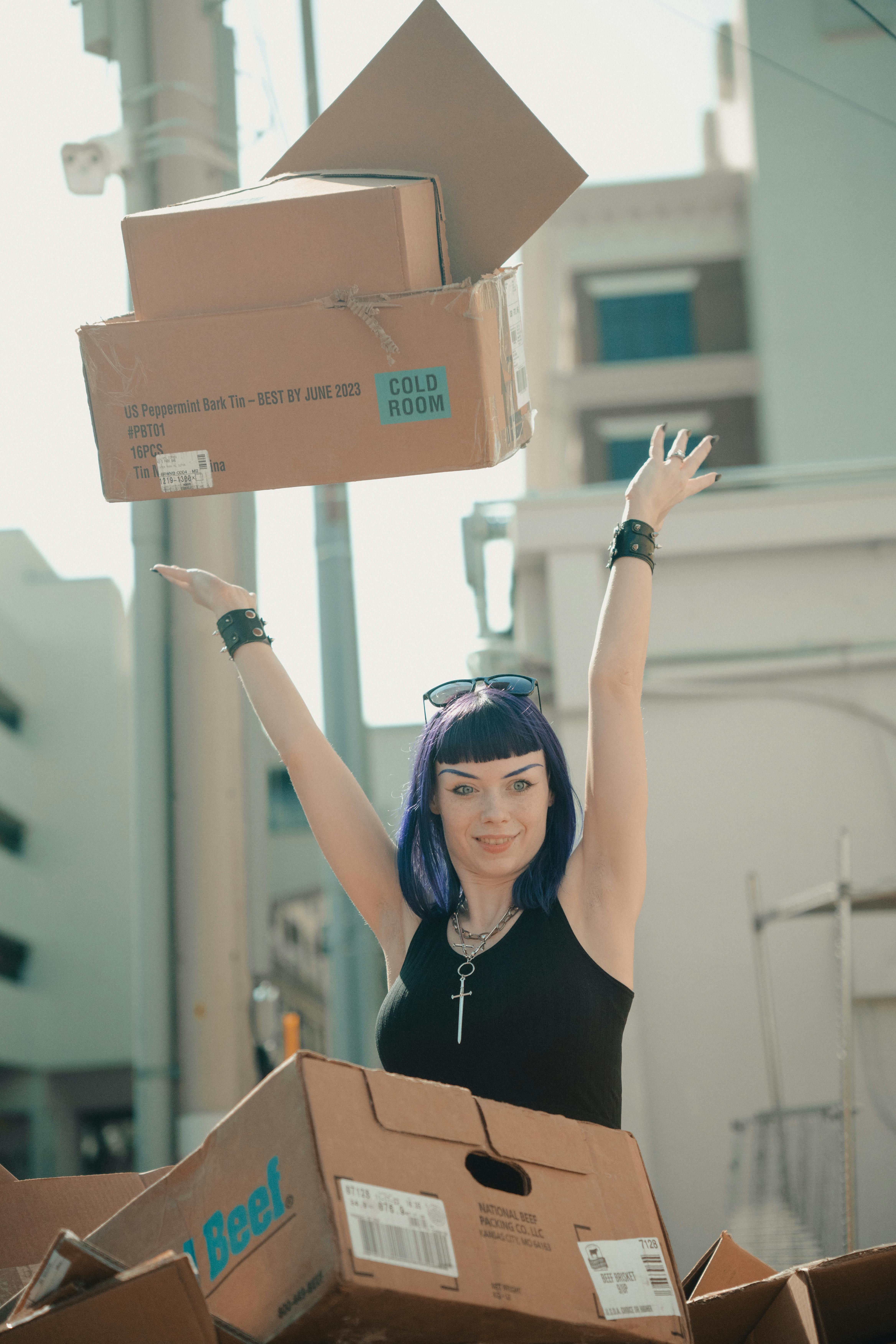 Woman with Cardboard Boxes · Free Stock Photo