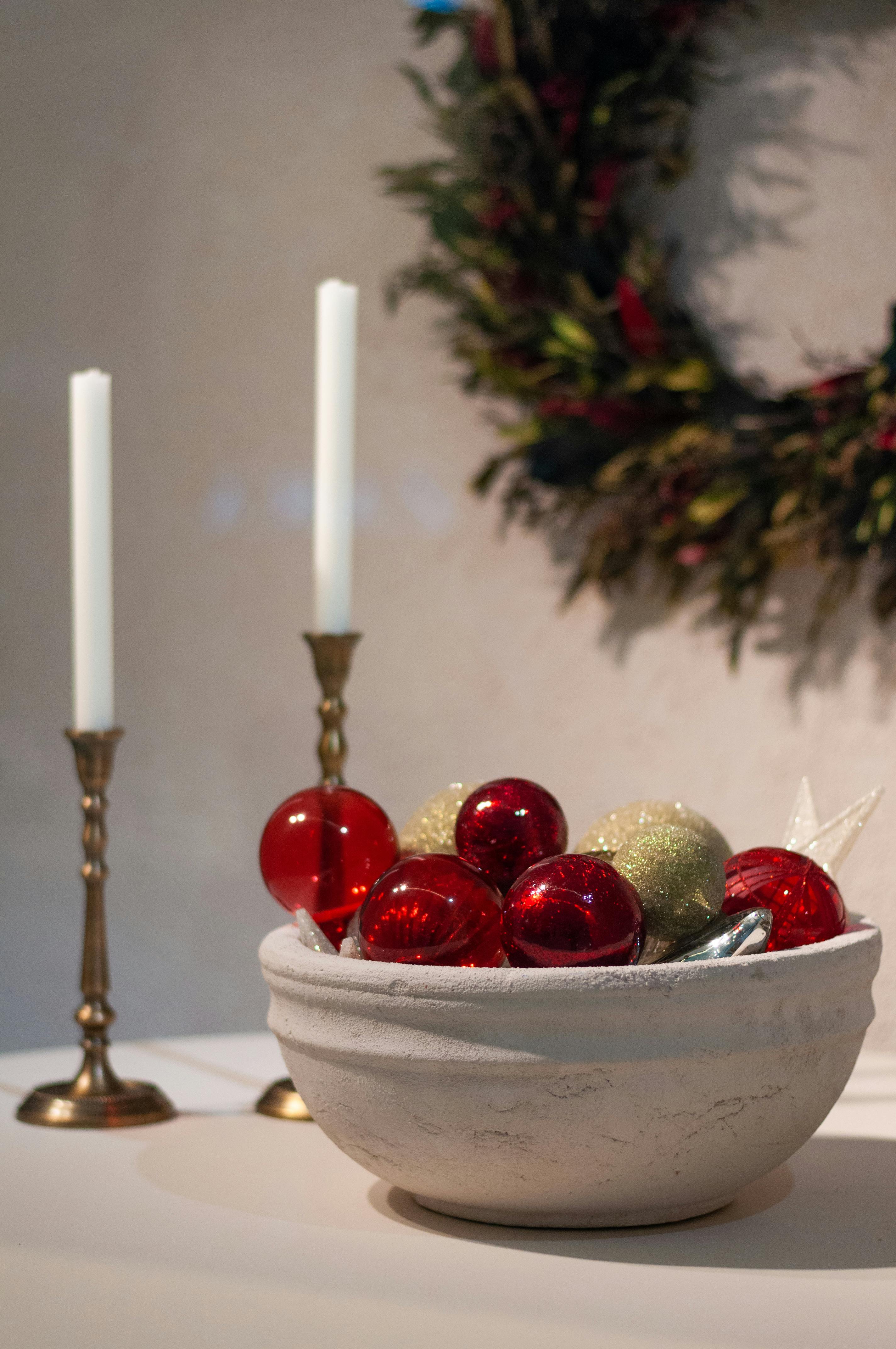 Christmas Balls in Ceramic Bowl · Free Stock Photo