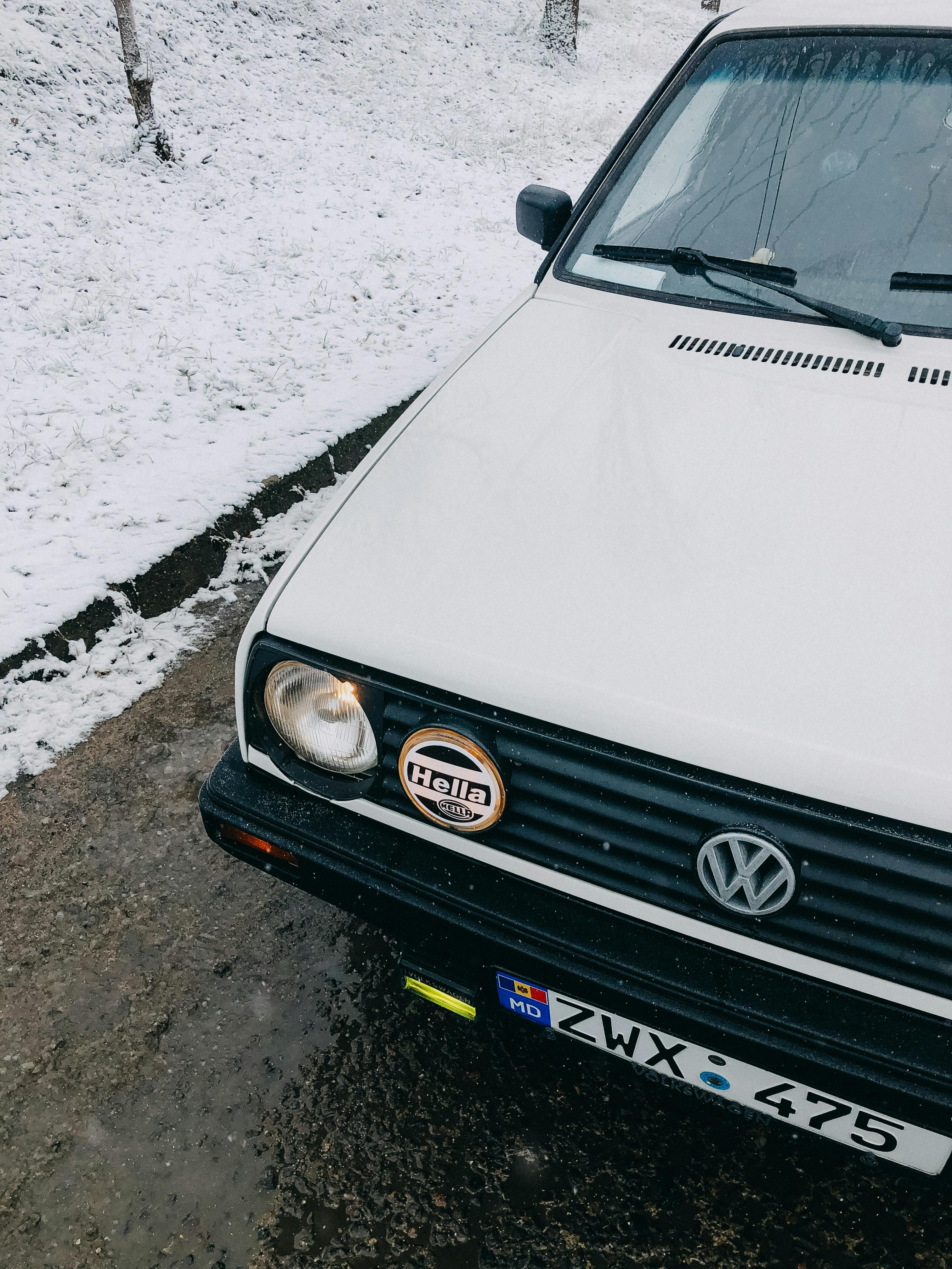 White Volkswagen Classic Car Parked on a Snow Covered Ground · Free ...