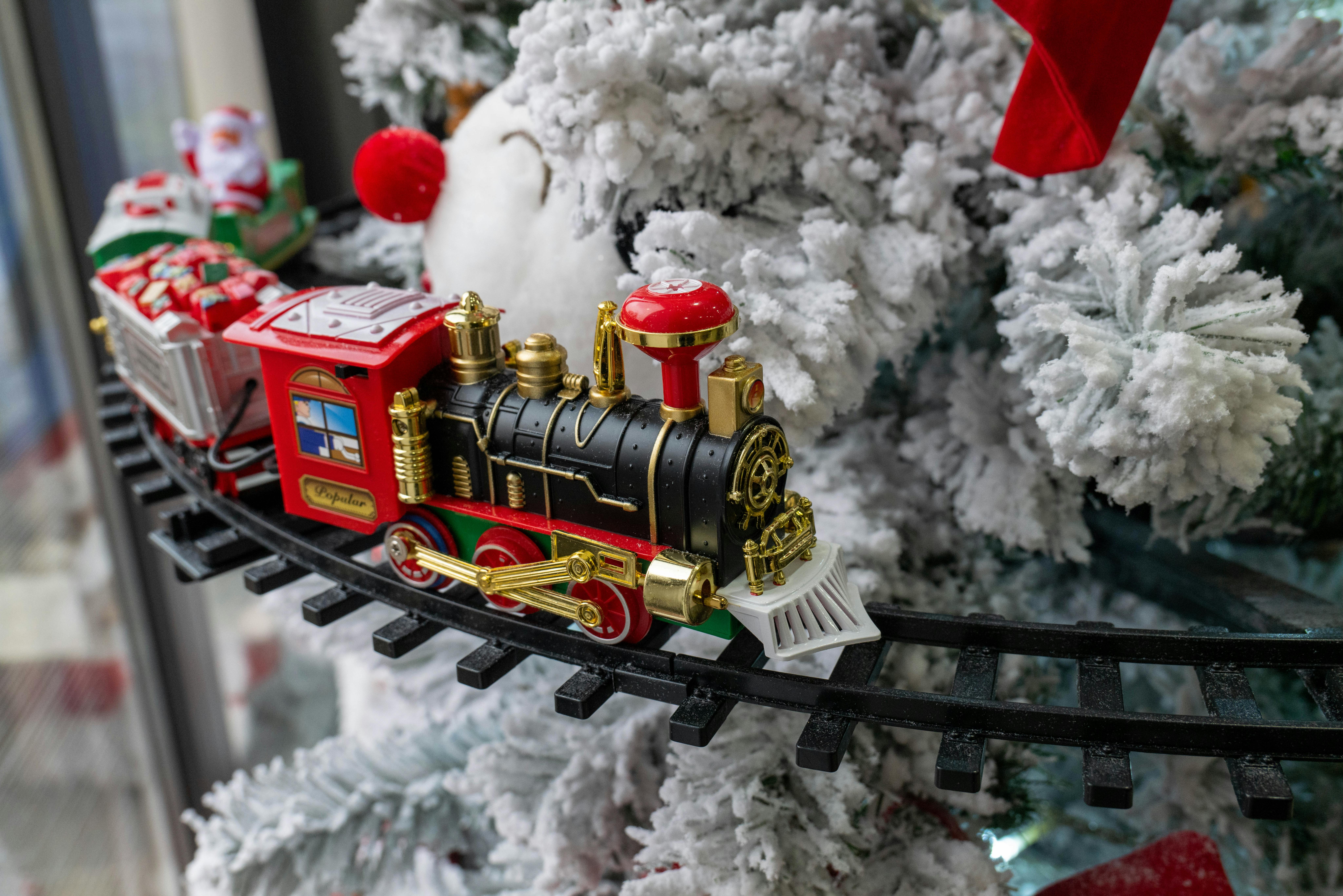 A Christmas Train Toy in Close Up Shot · Free Stock Photo