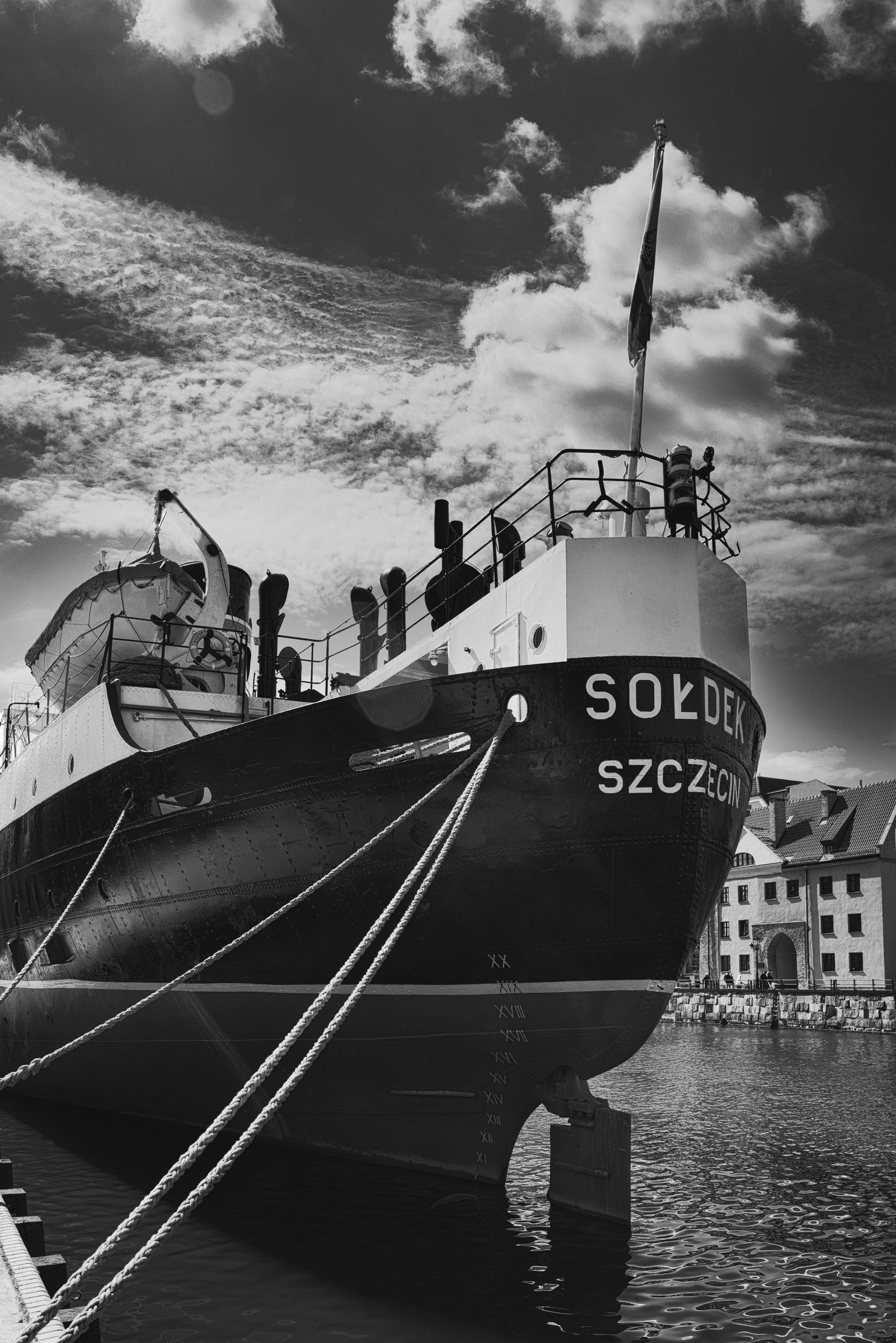A Grayscale Photo of a Ship · Free Stock Photo
