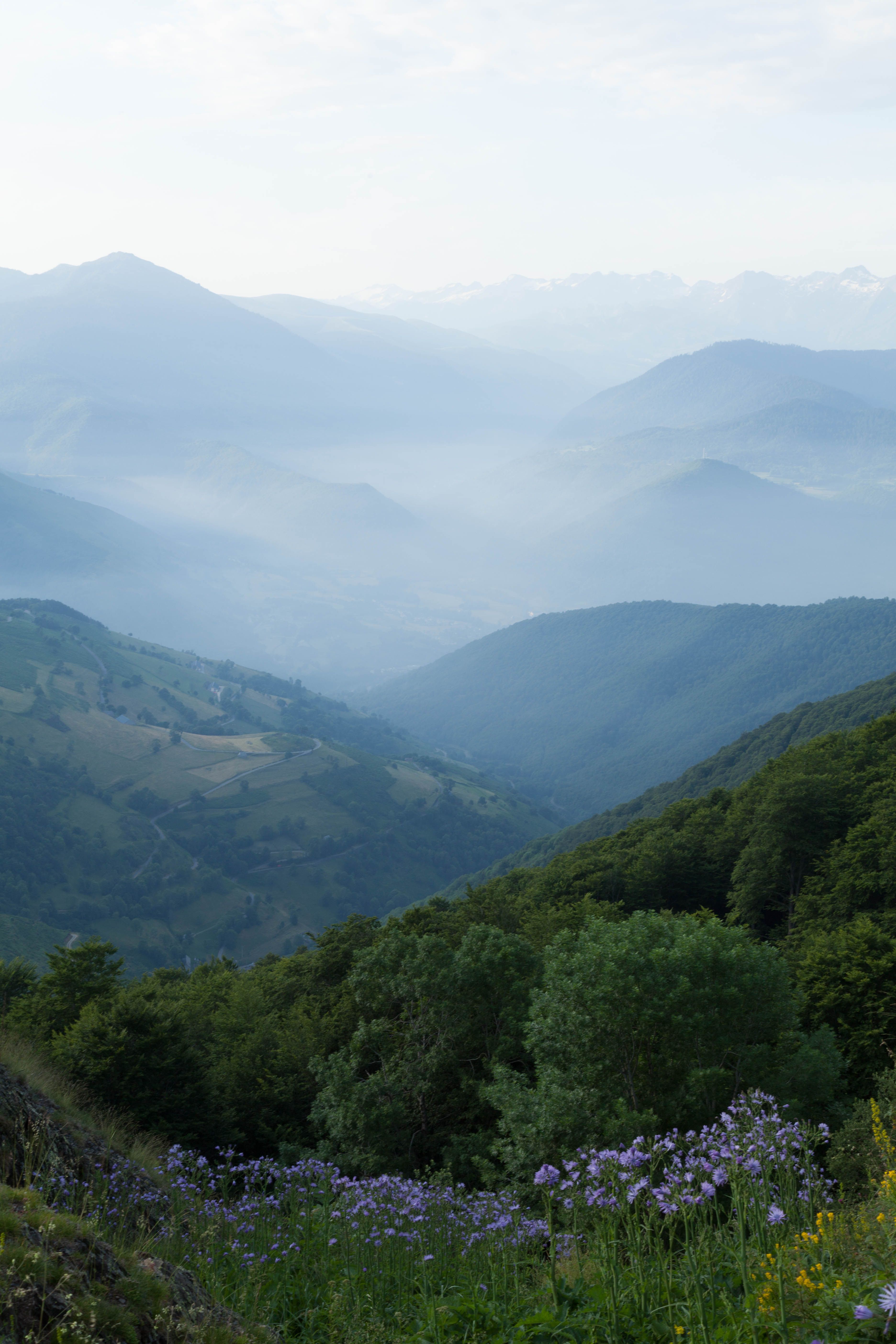 A view of a valley with mountains in the background · Free Stock Photo