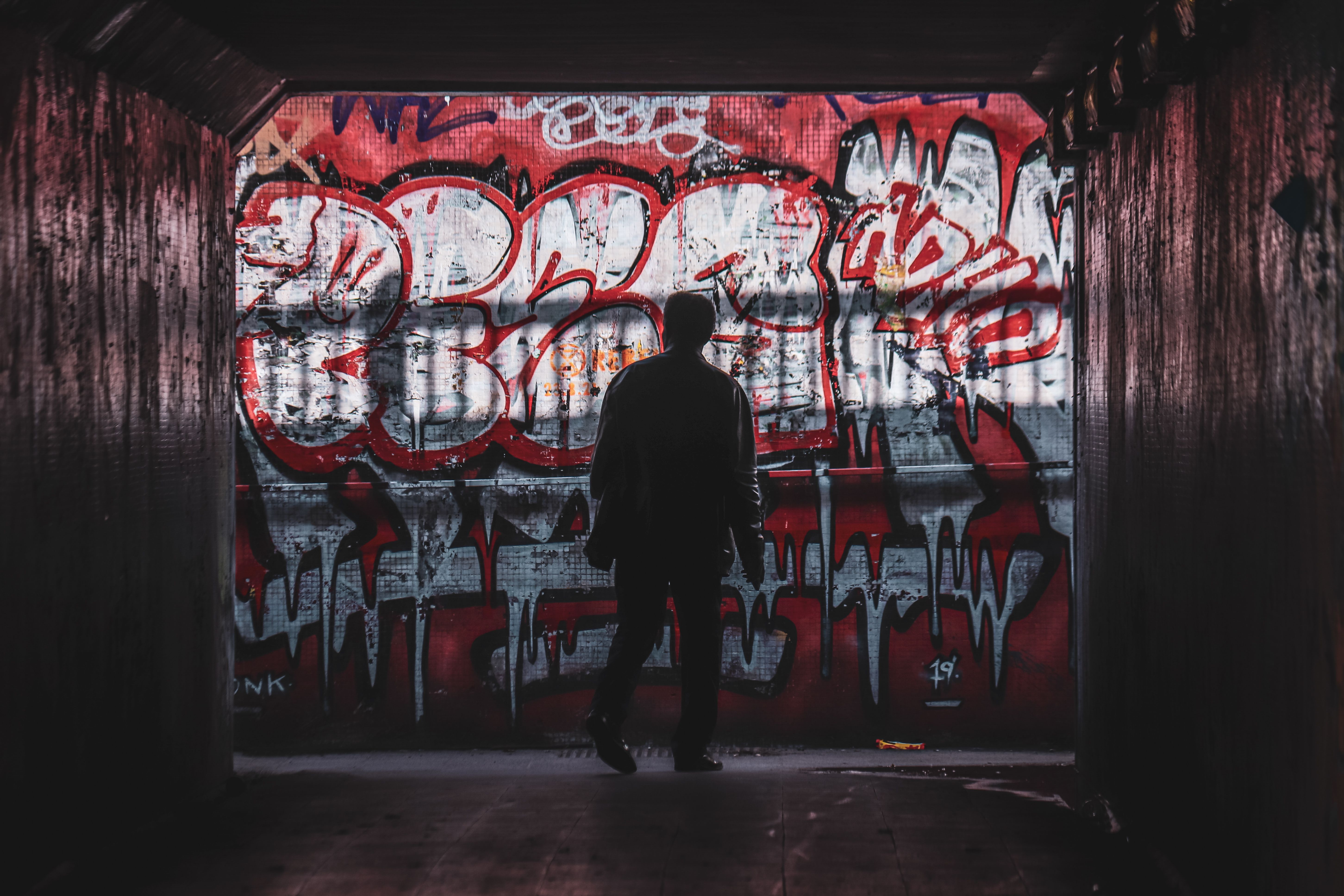 Back View of an Artist Doing Graffiti · Free Stock Photo