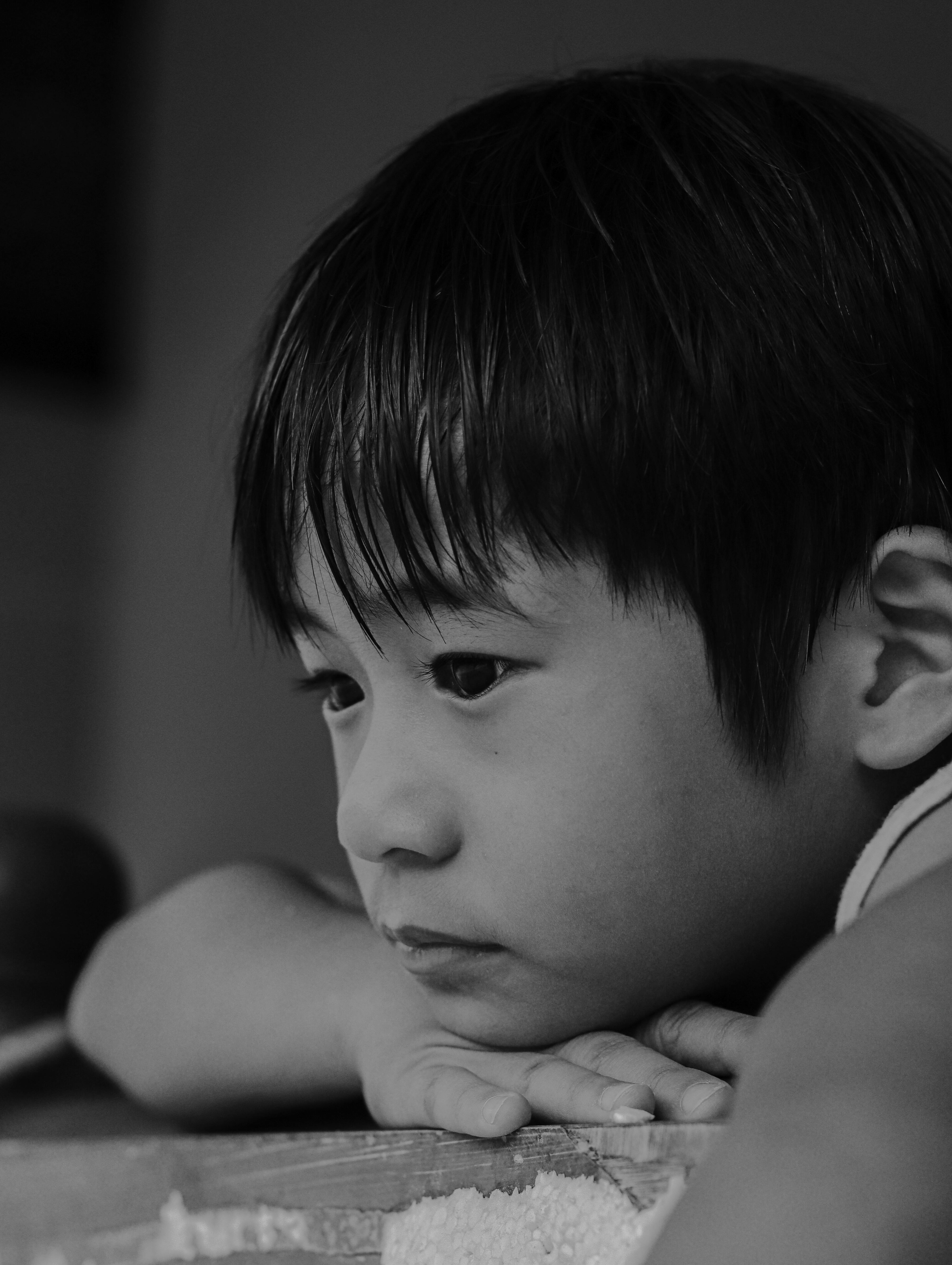 Grayscale Photo of a Kid · Free Stock Photo