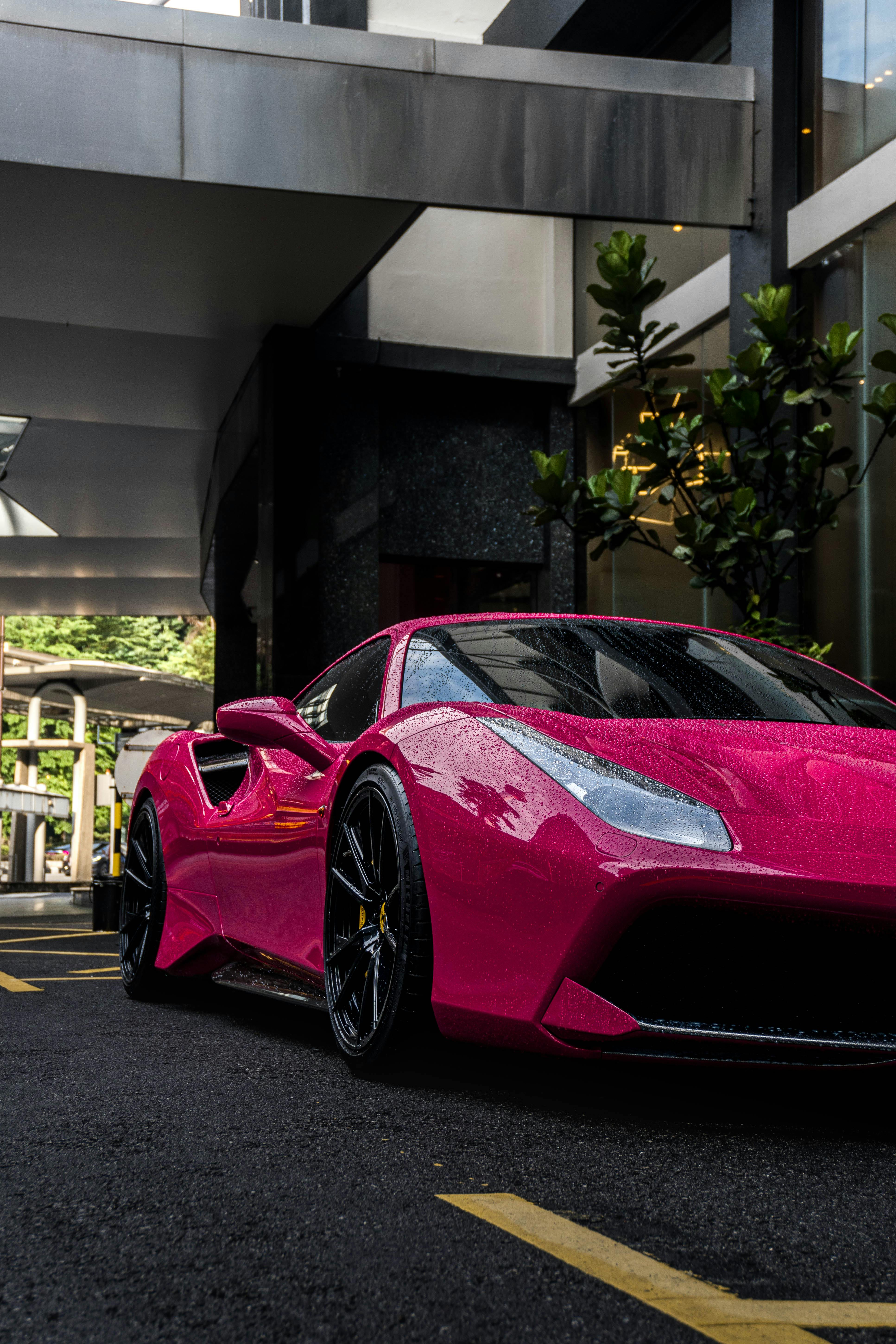 Pink Supercar Parked on the Street · Free Stock Photo
