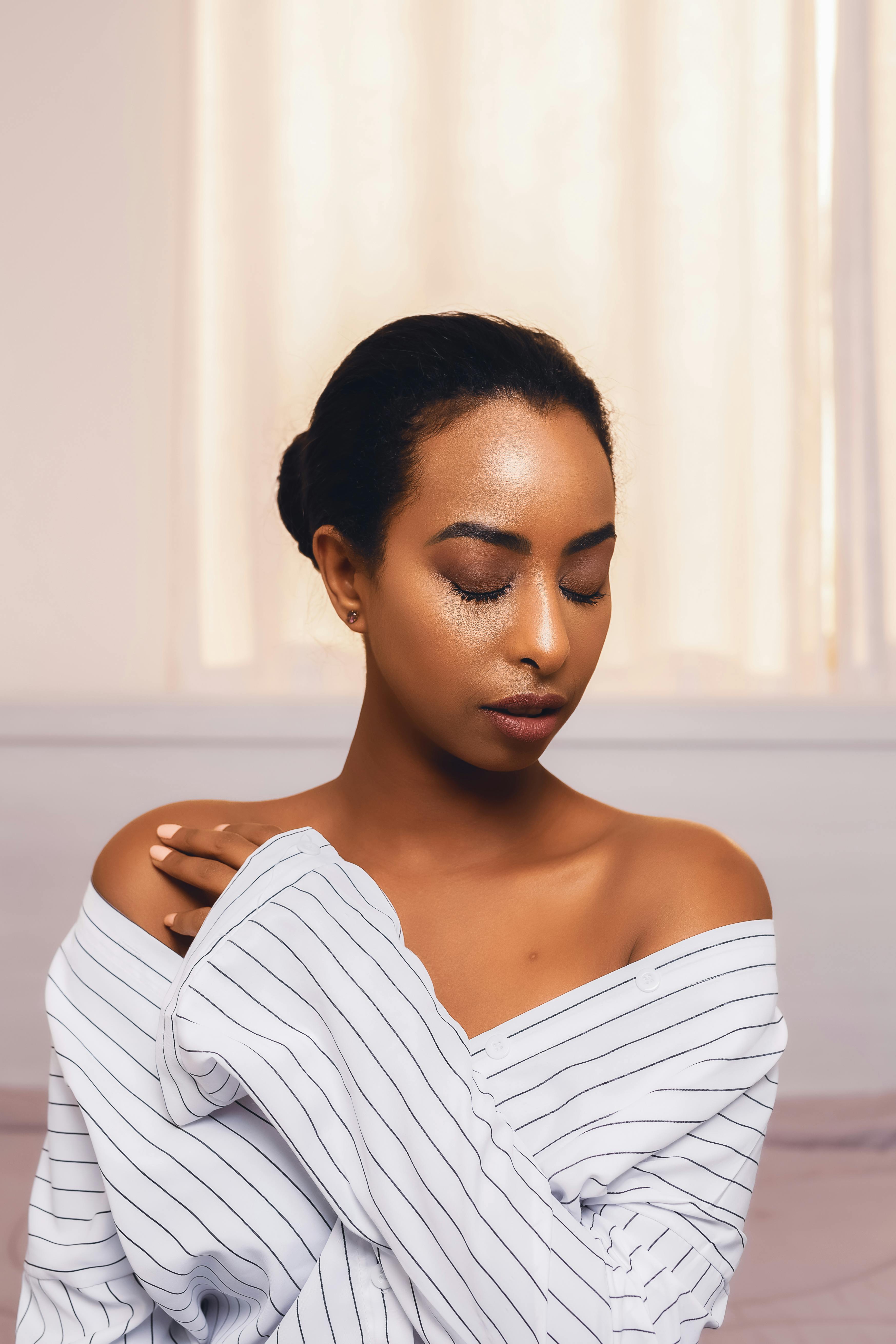 Woman in Black Off Shoulder Dress · Free Stock Photo