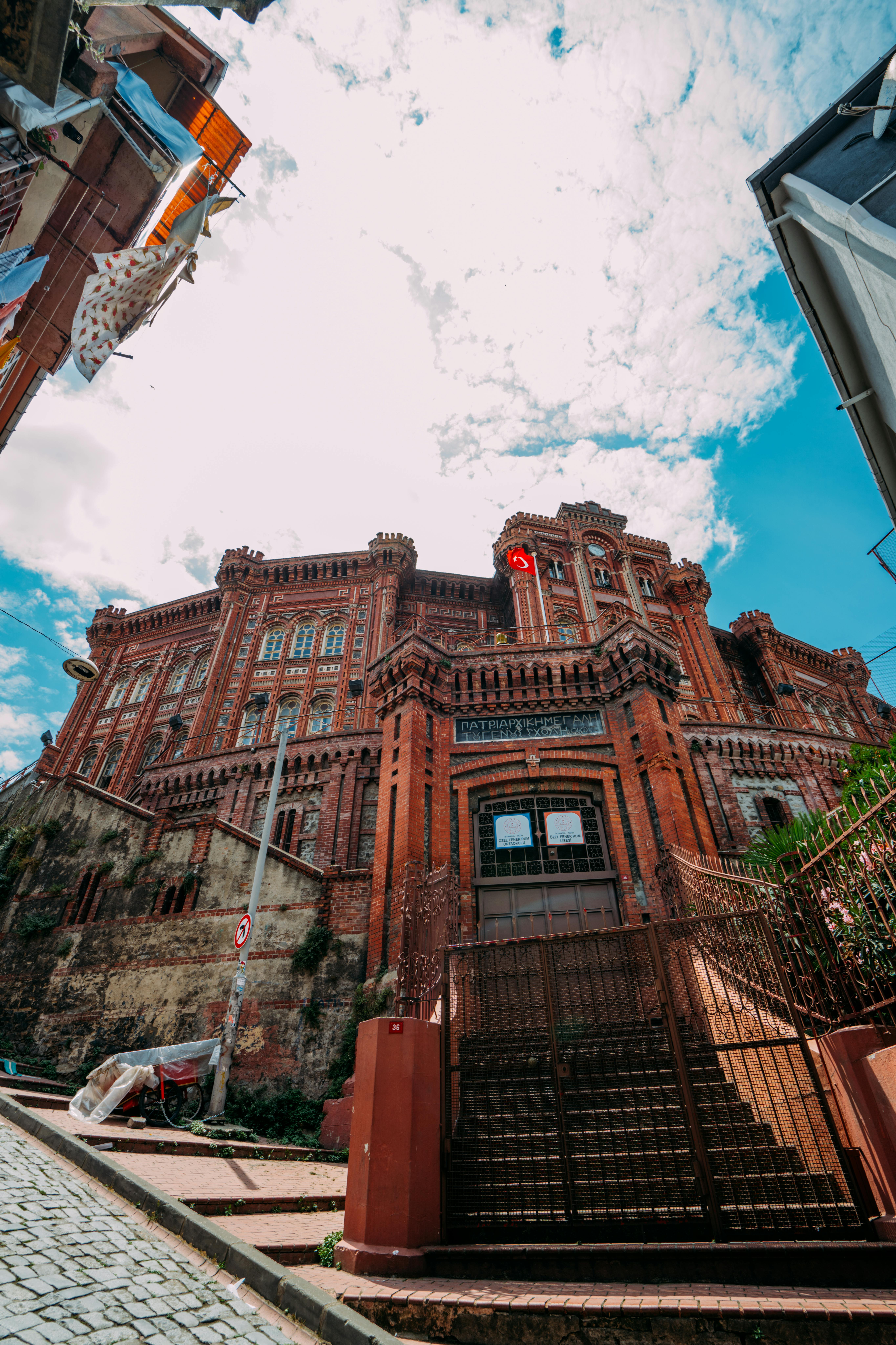 Low Angle Shot of Private Fener Greek High School Under Blue Sky · Free ...