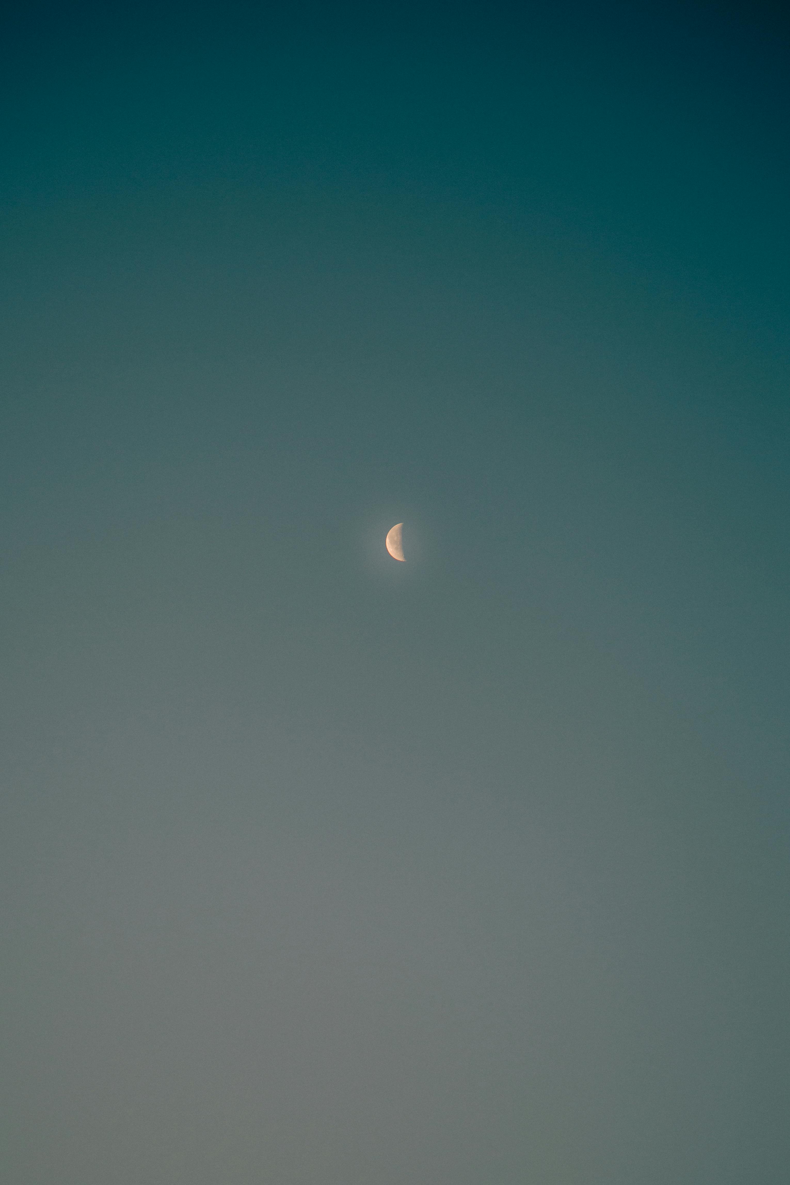 Crescent Moon on Clear Blue Sky · Free Stock Photo