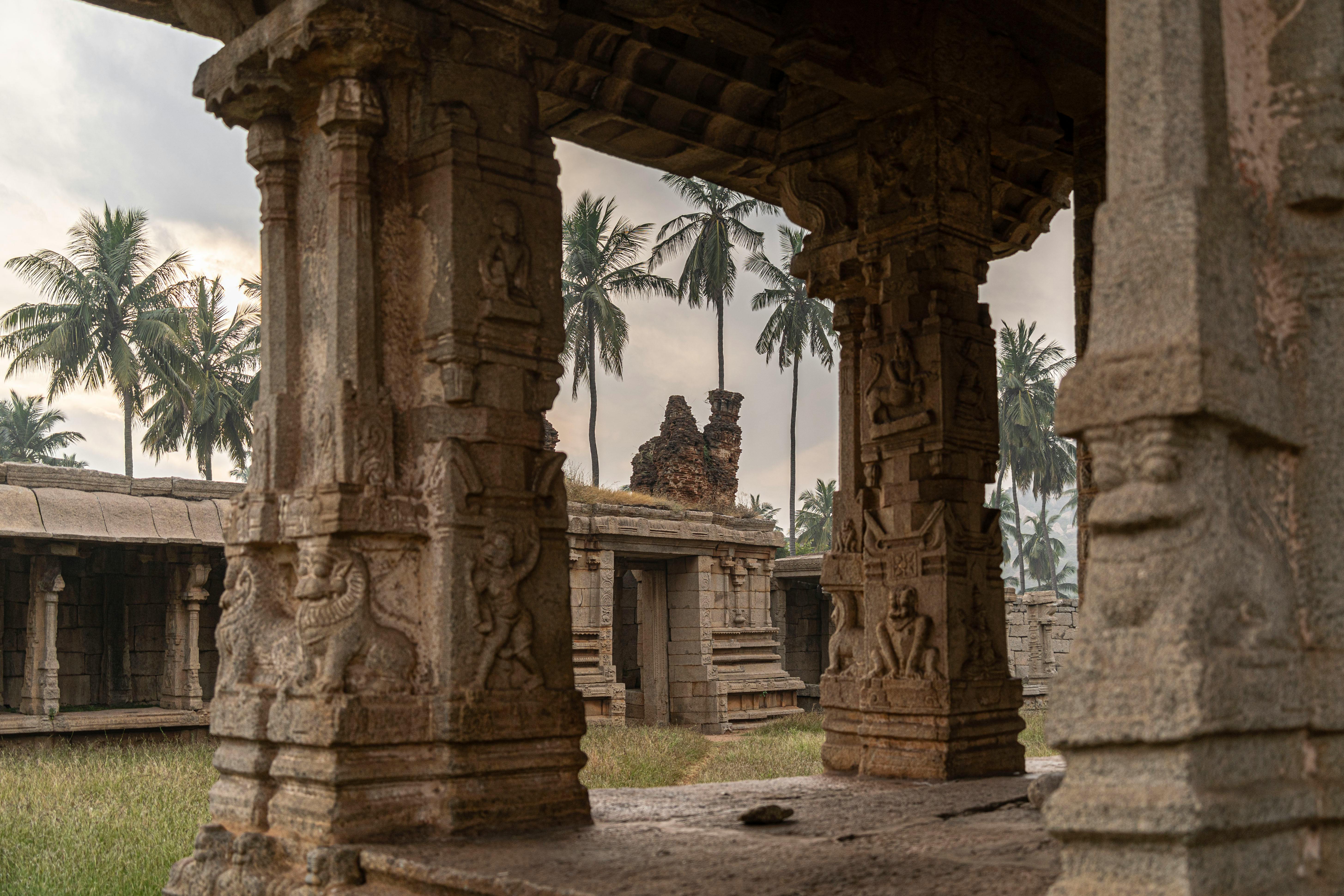 Carved Columns in Ancient Temple · Free Stock Photo