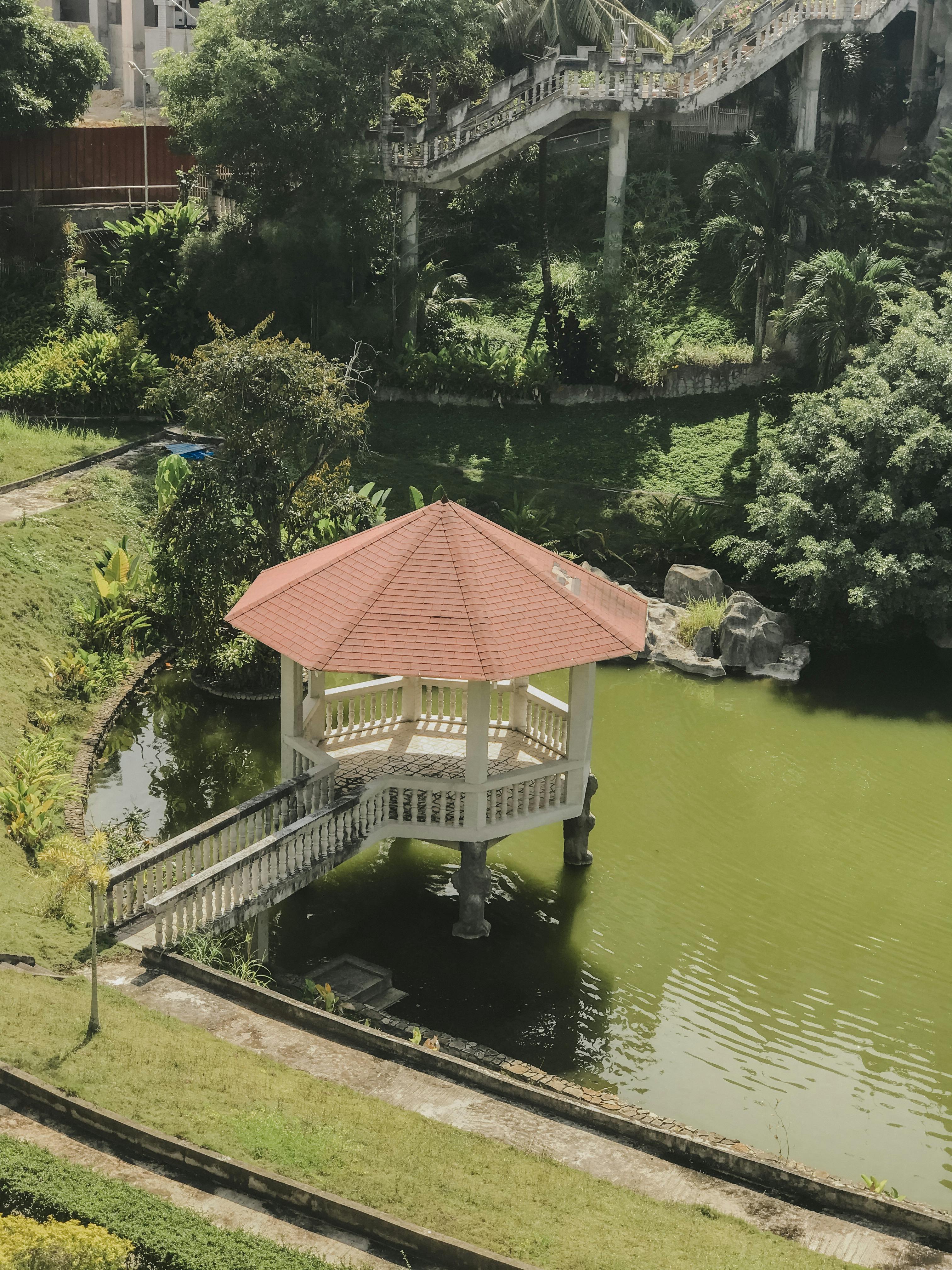 Aerial View of a Body of Water at the Monastery of the Holy Eucharist ...