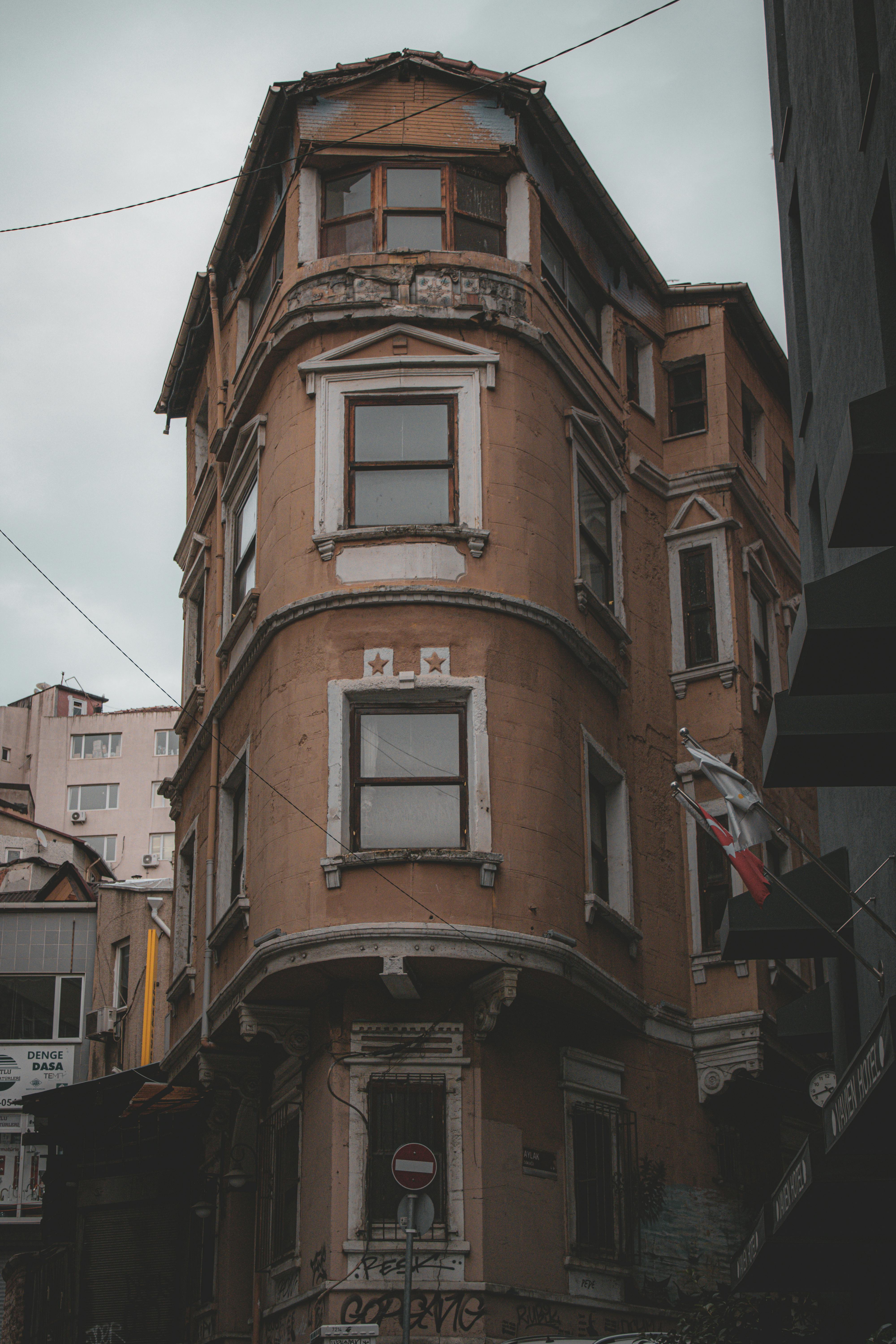 Street Between Tenement Houses with Bay Windows and an Old Factory ...