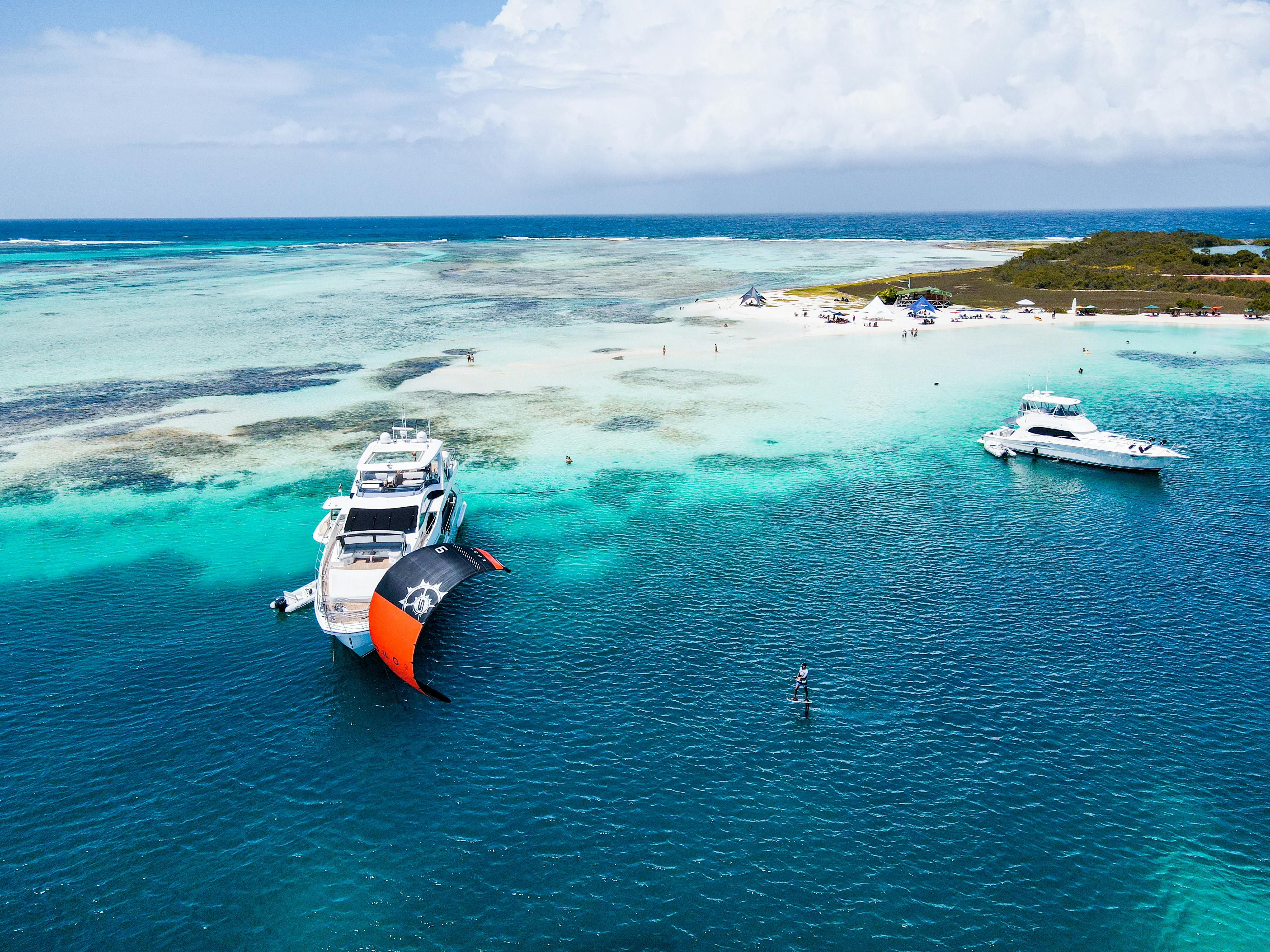 Idyllic Photo of a Tropical Island with Boats and a Kite Surfer · Free ...
