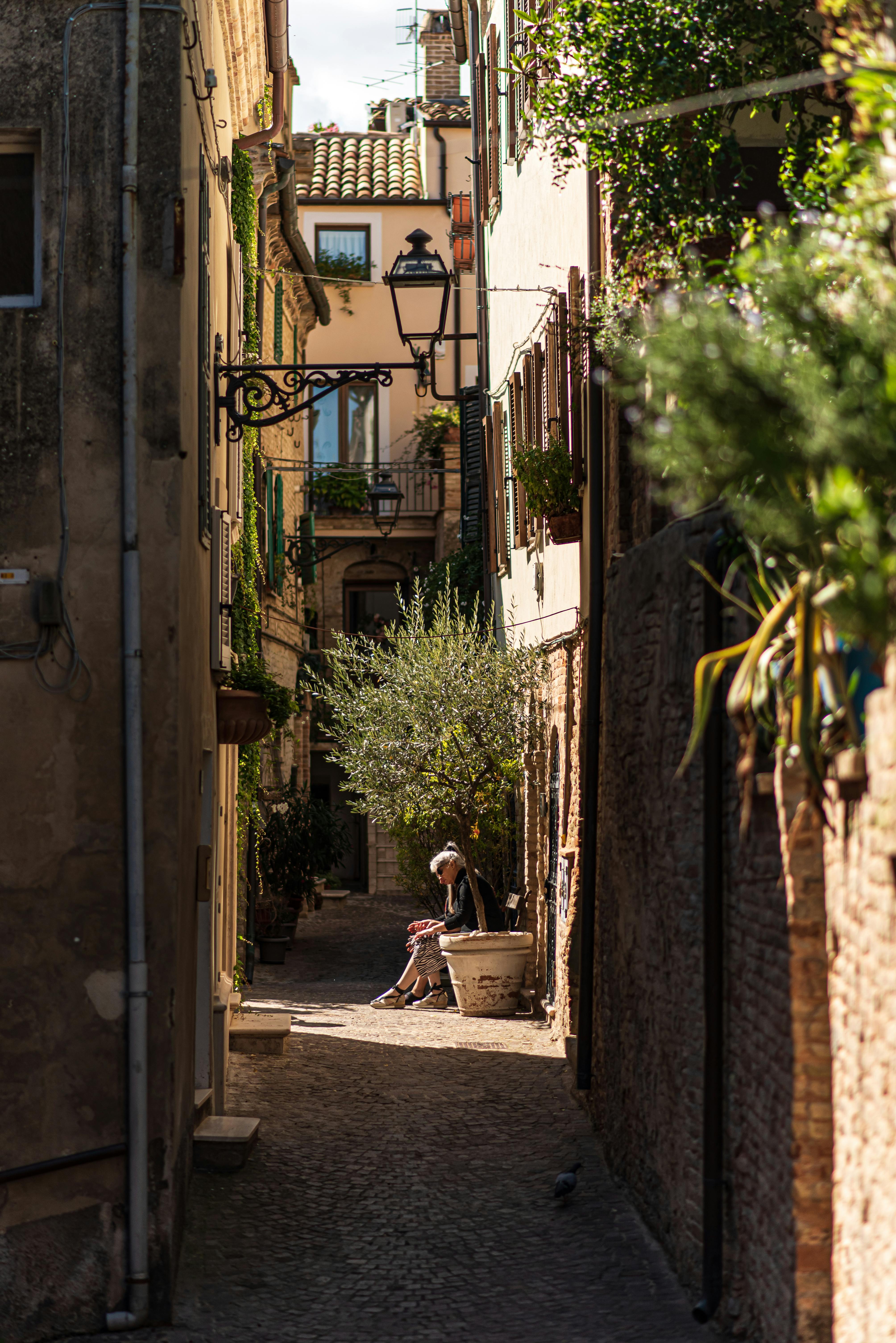 People in Alley Between Buildings · Free Stock Photo