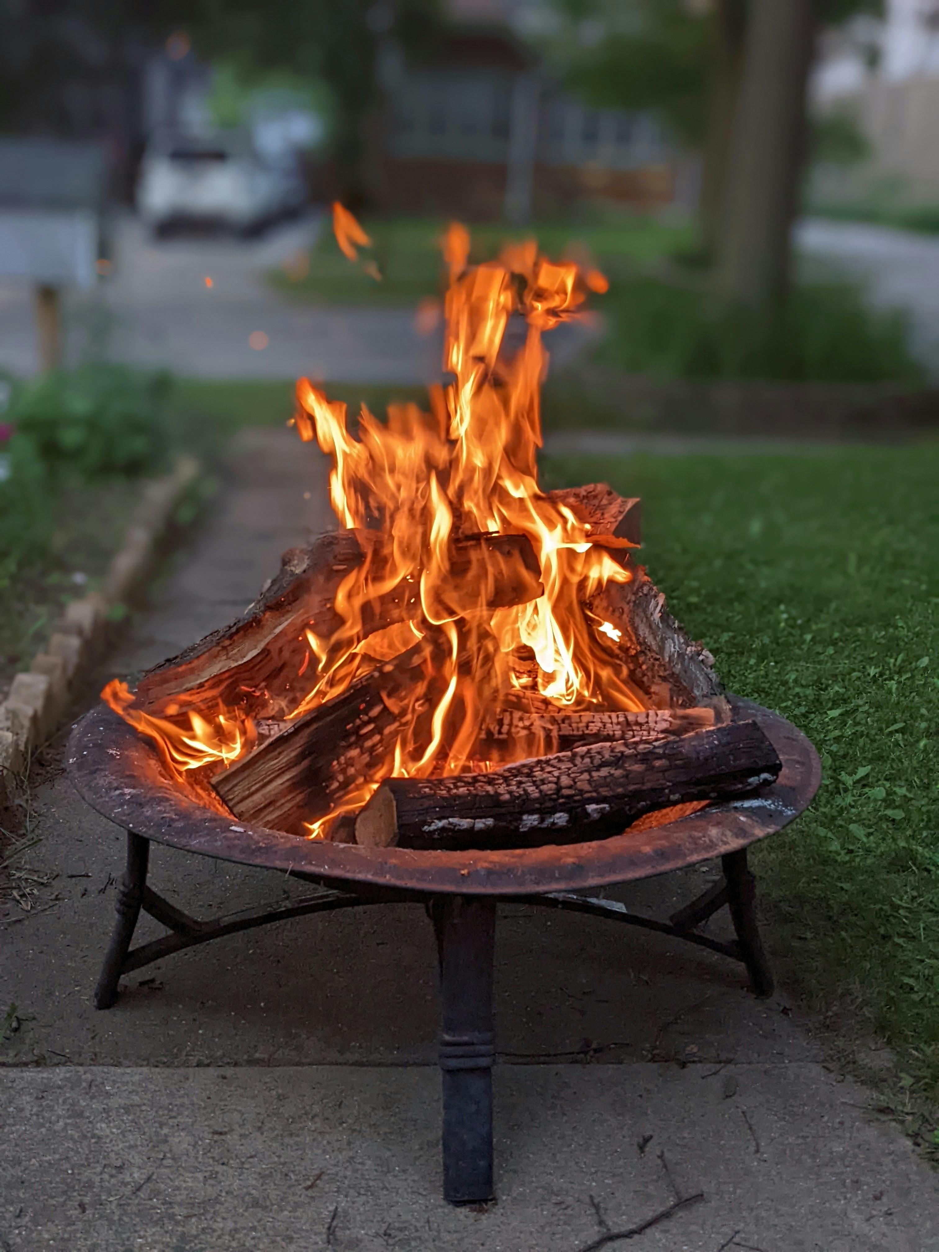 Close-up of a Bonfire in the Front Yard of a House · Free Stock Photo