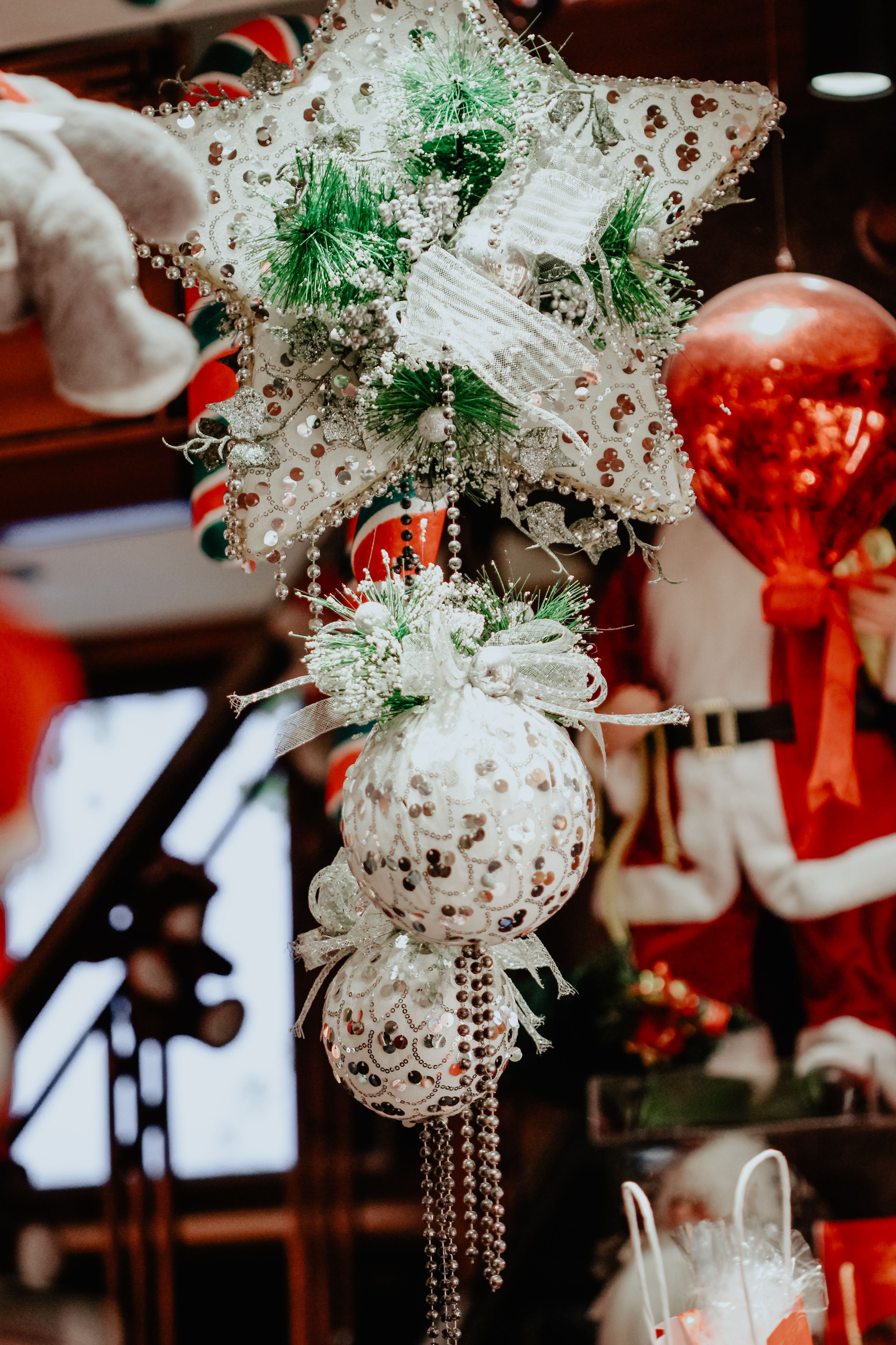 Christmas Decoration Made of a Star and Baubles · Free Stock Photo