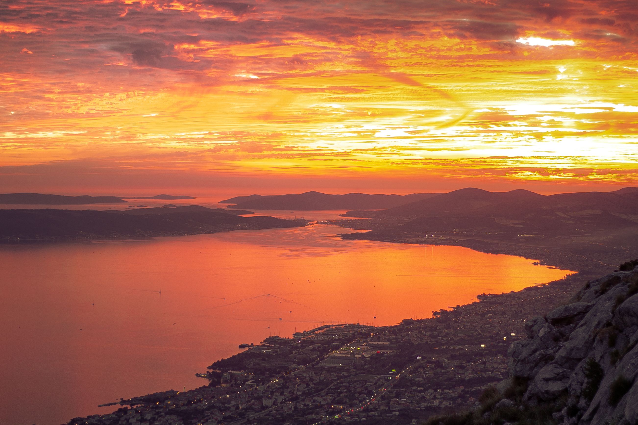 Aerial View of Wide River at Sunset · Free Stock Photo