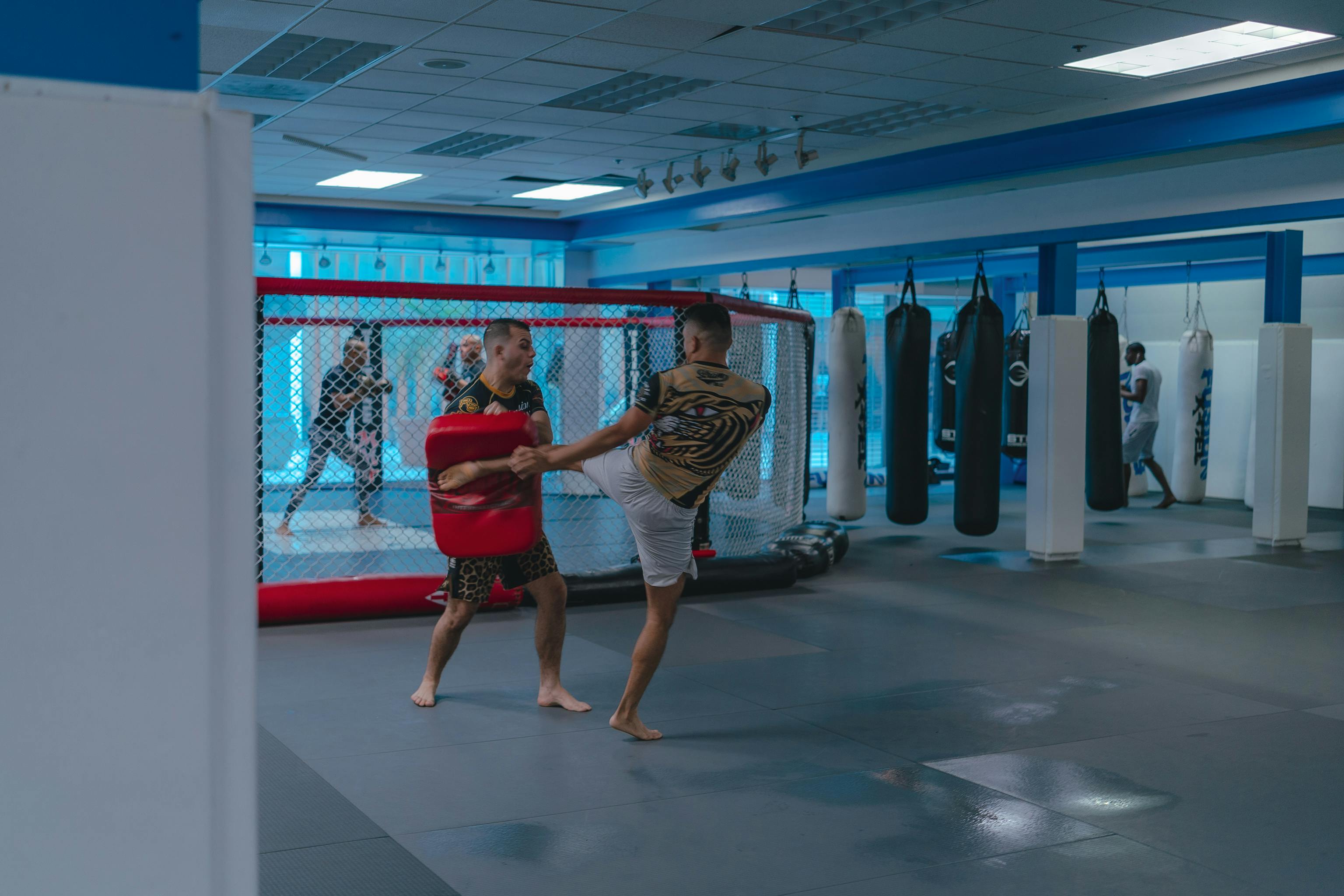 A Man Kicking the Kick Pad · Free Stock Photo