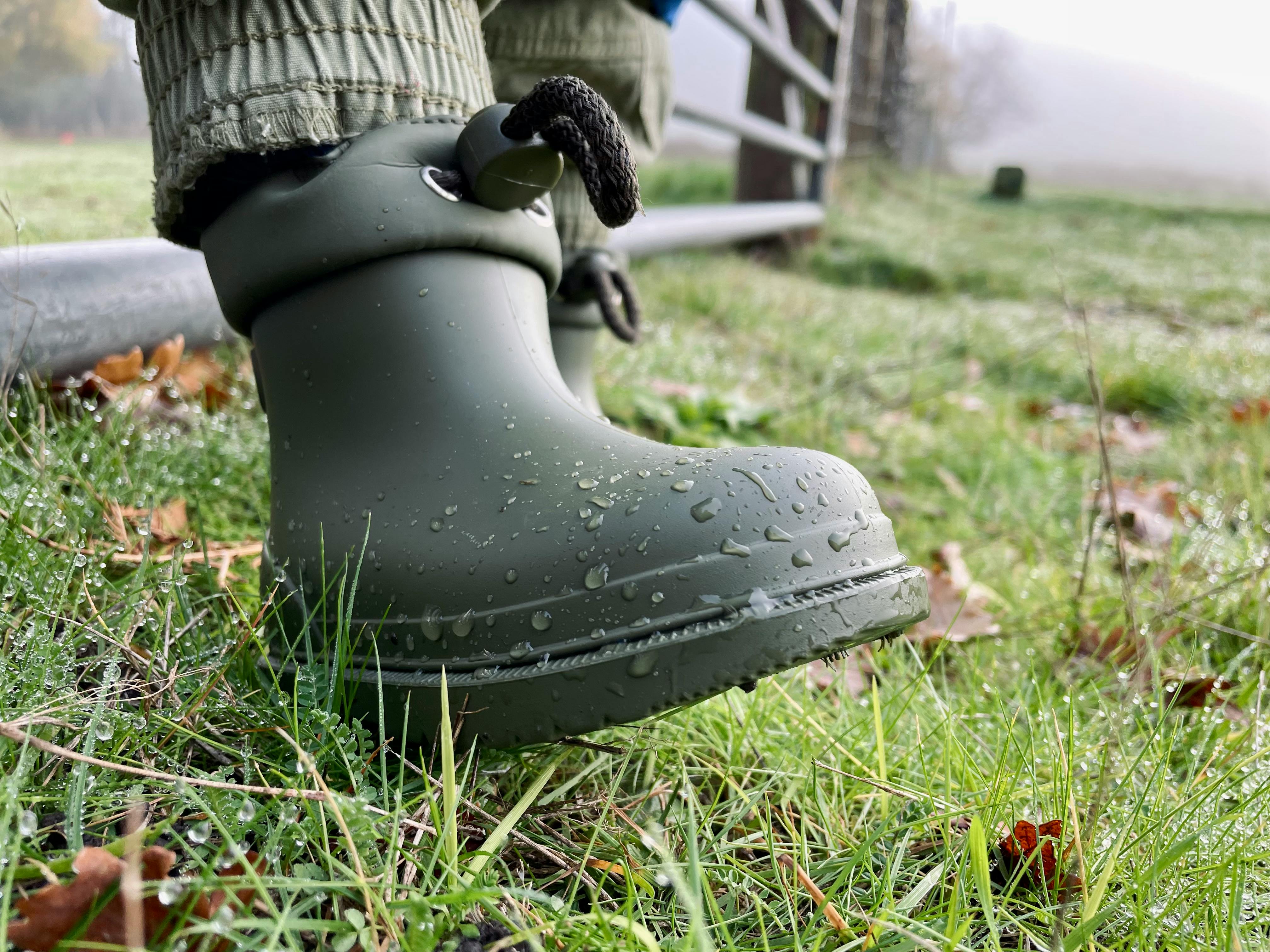Close-up of a Rubber Boot on the Right Foot · Free Stock Photo