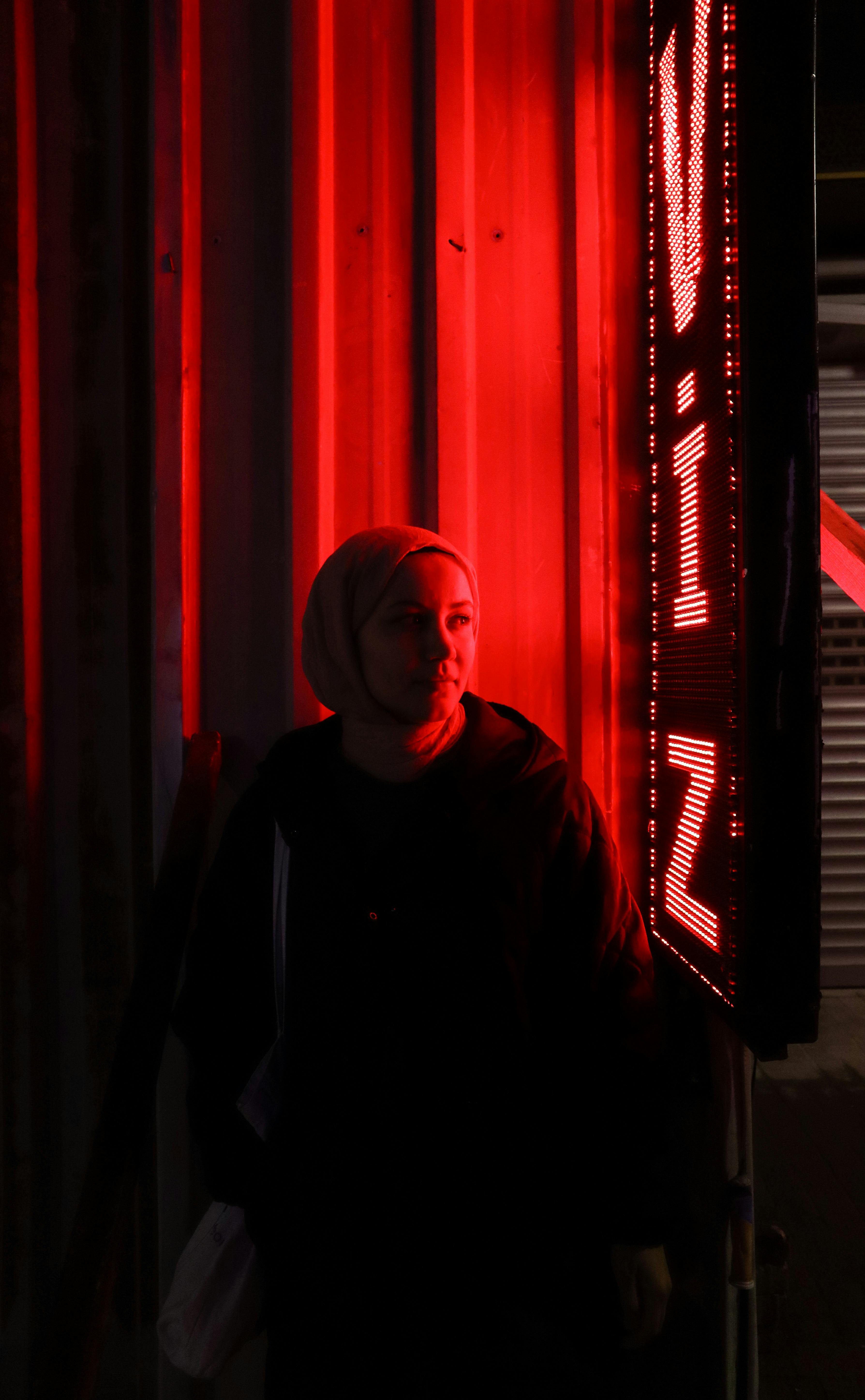 Portrait of Woman in Blue and Red Light · Free Stock Photo