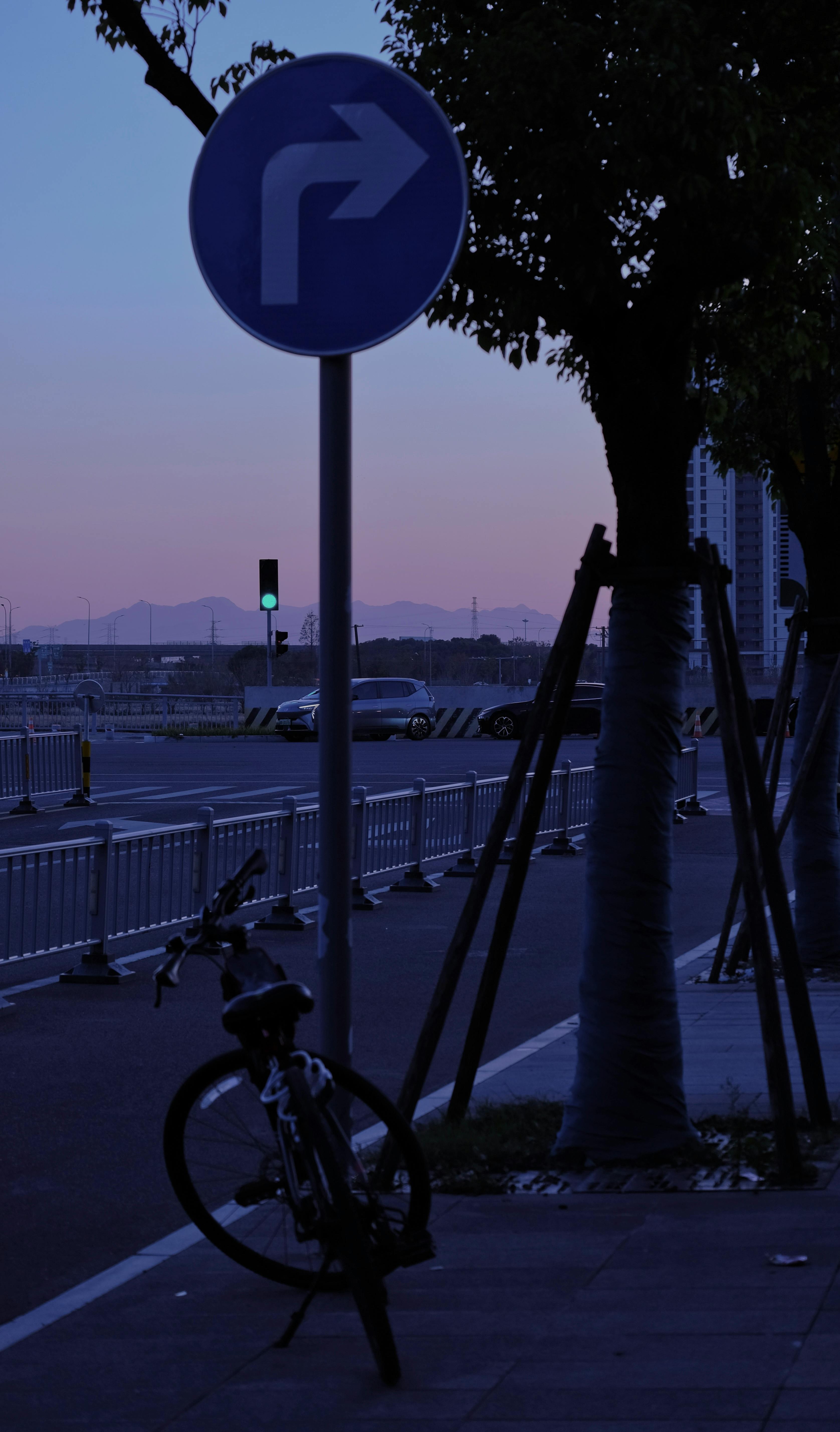 A Road Sign at Dusk · Free Stock Photo