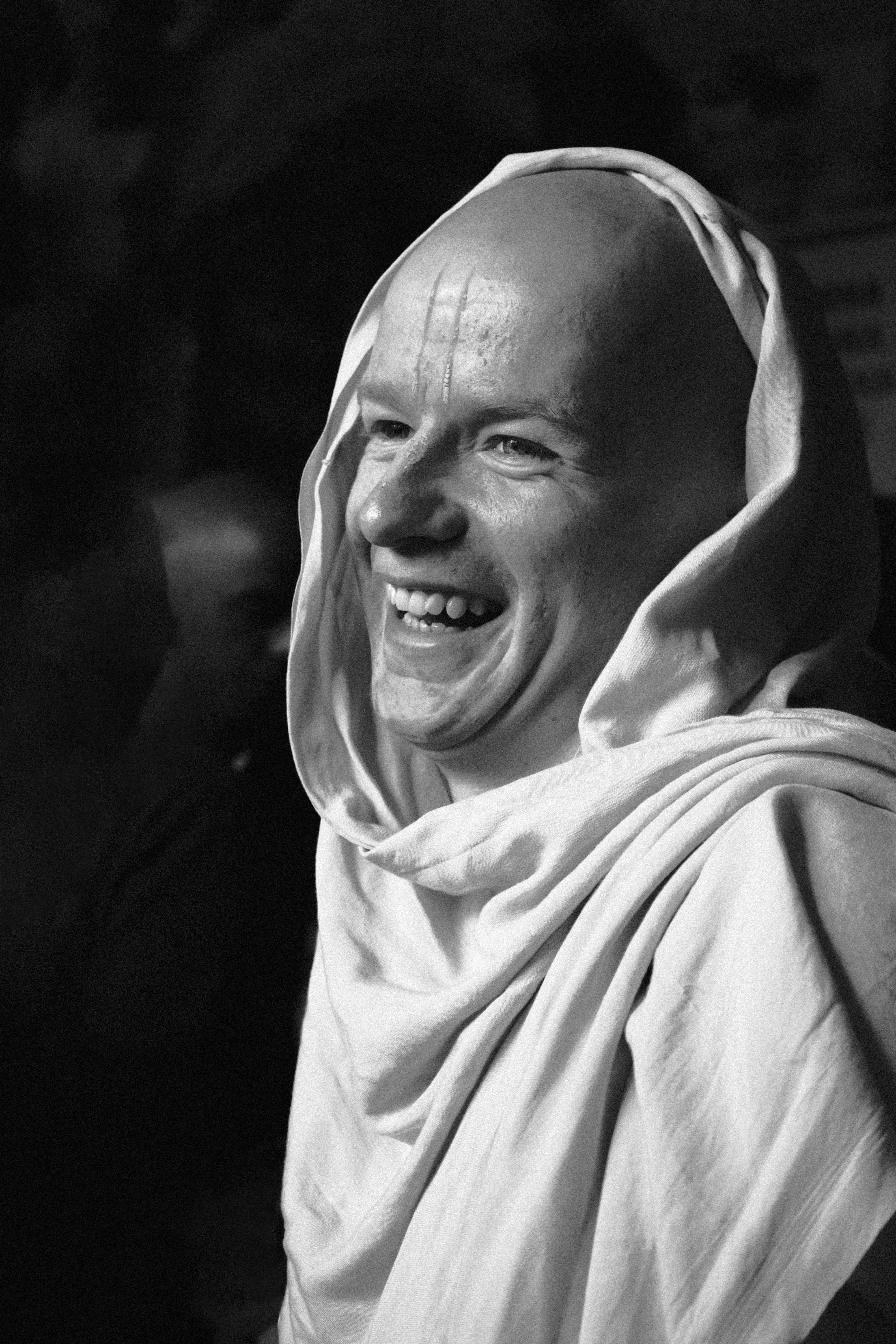 Smiling Monk in Black and White · Free Stock Photo