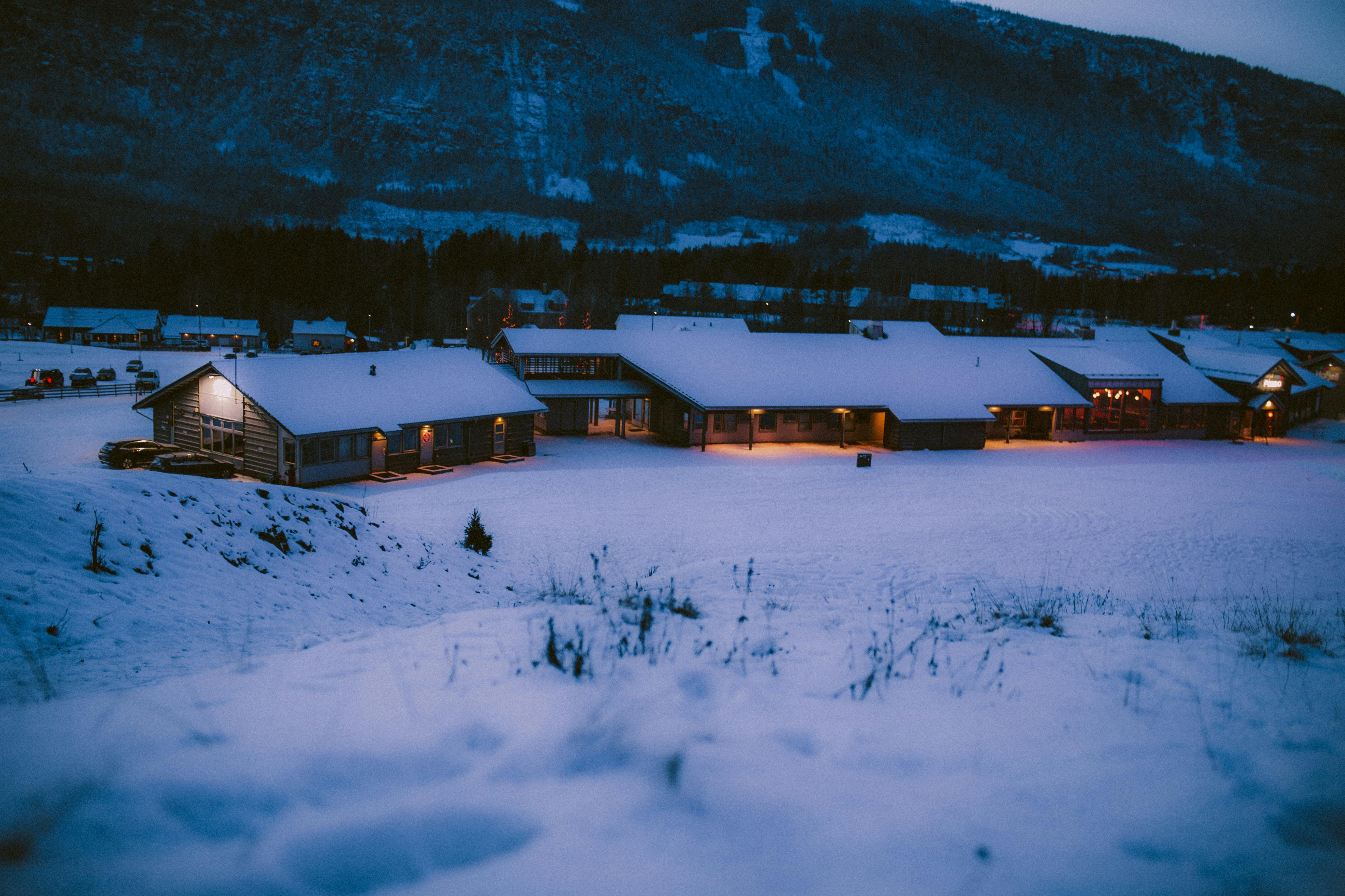 Village in Winter at Night · Free Stock Photo