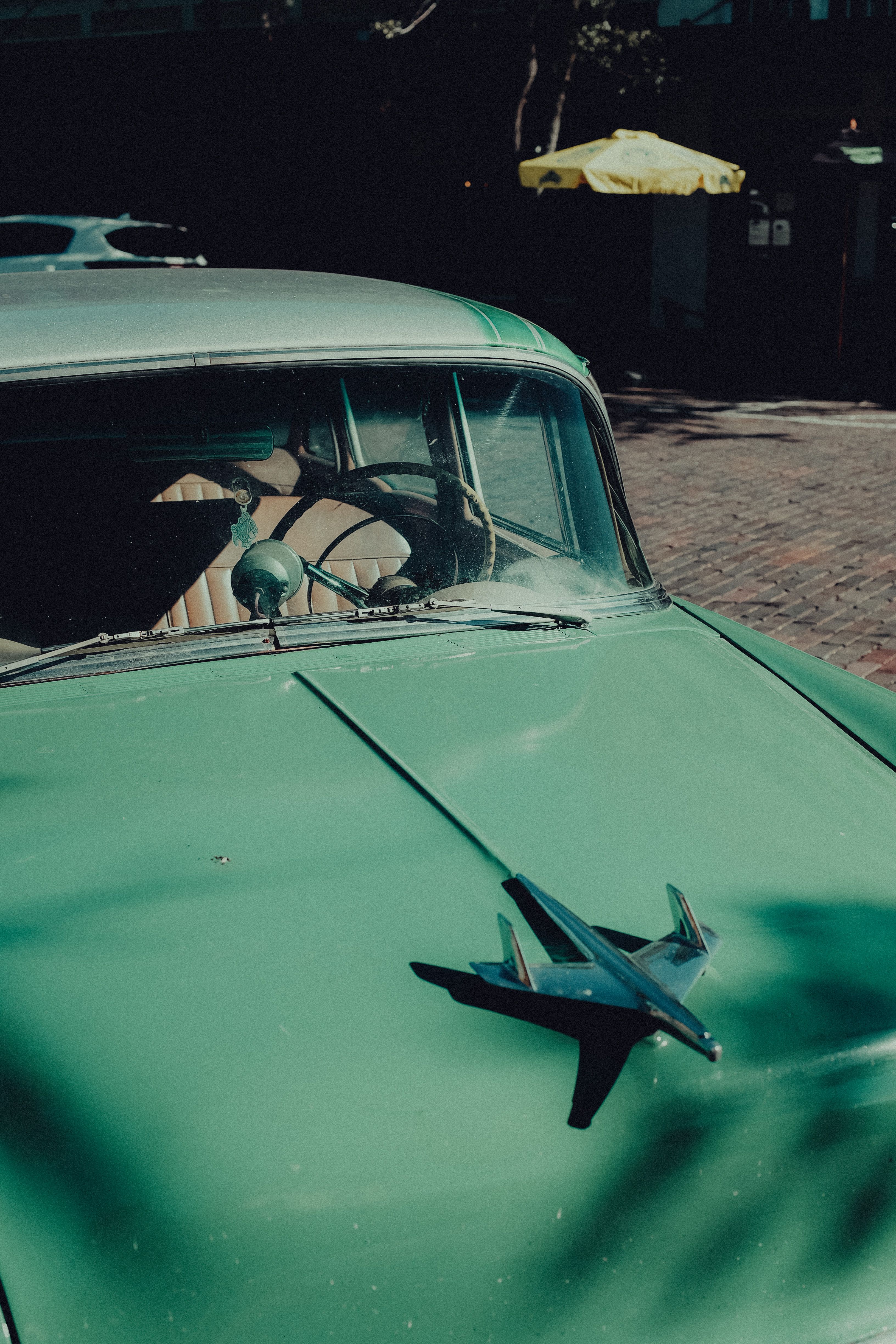 Close-up Shot of Green Vintage Car · Free Stock Photo