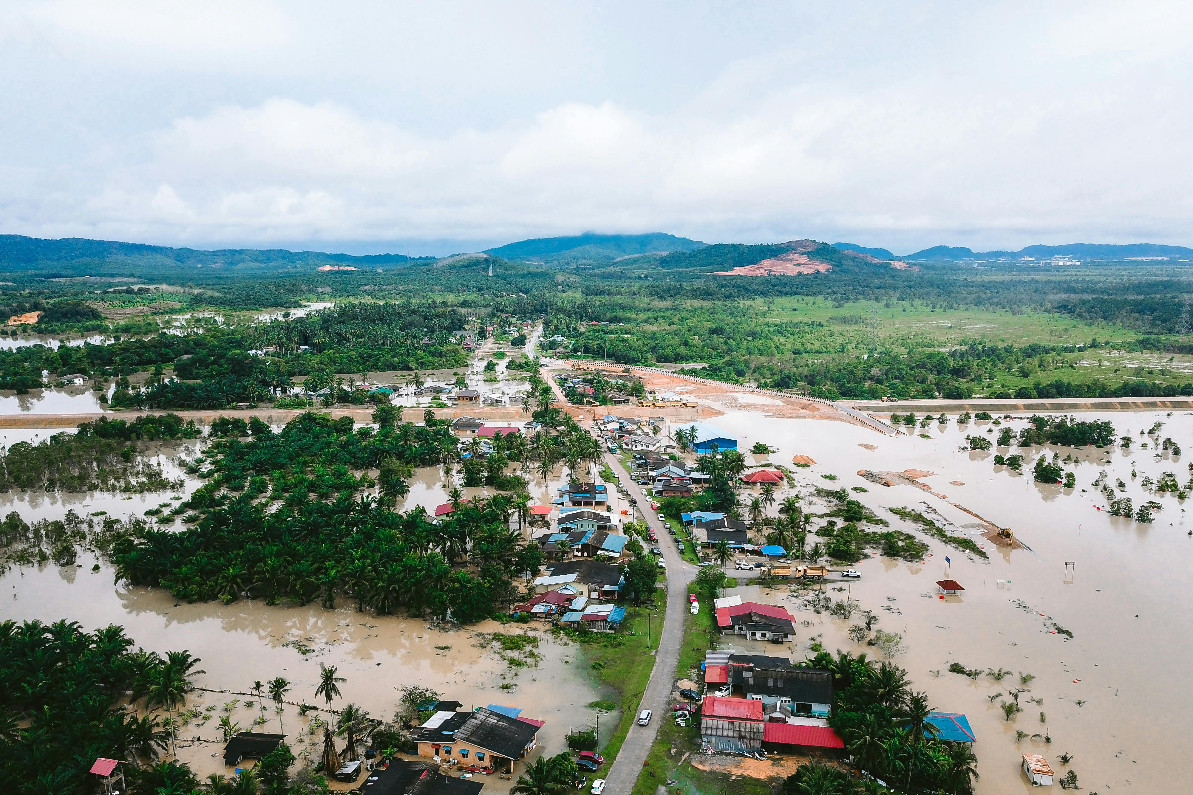 Aerial Photo of Flooded Village · Free Stock Photo