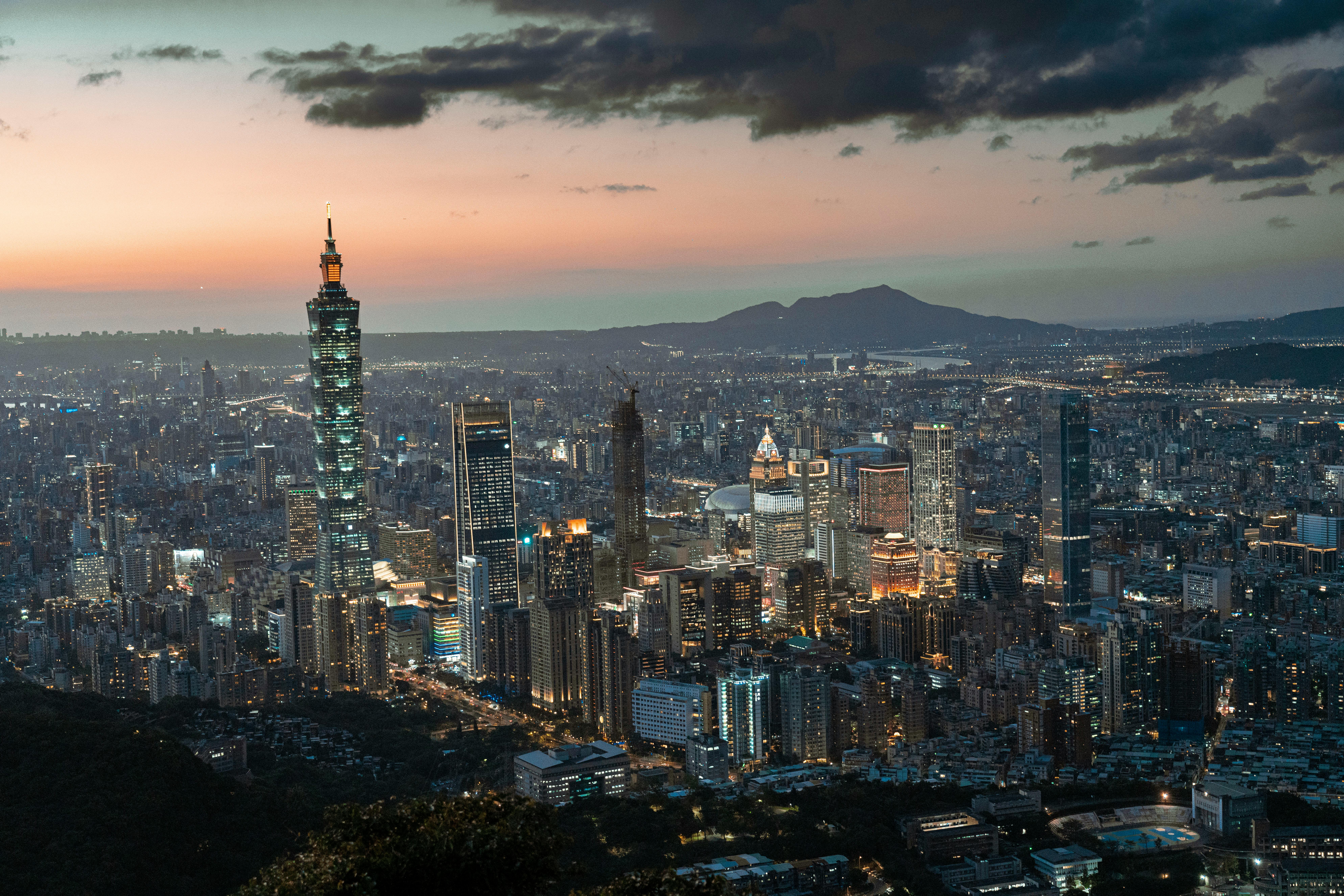 Aerial Photography of High Rise Buildings in the City during Nighttime ...