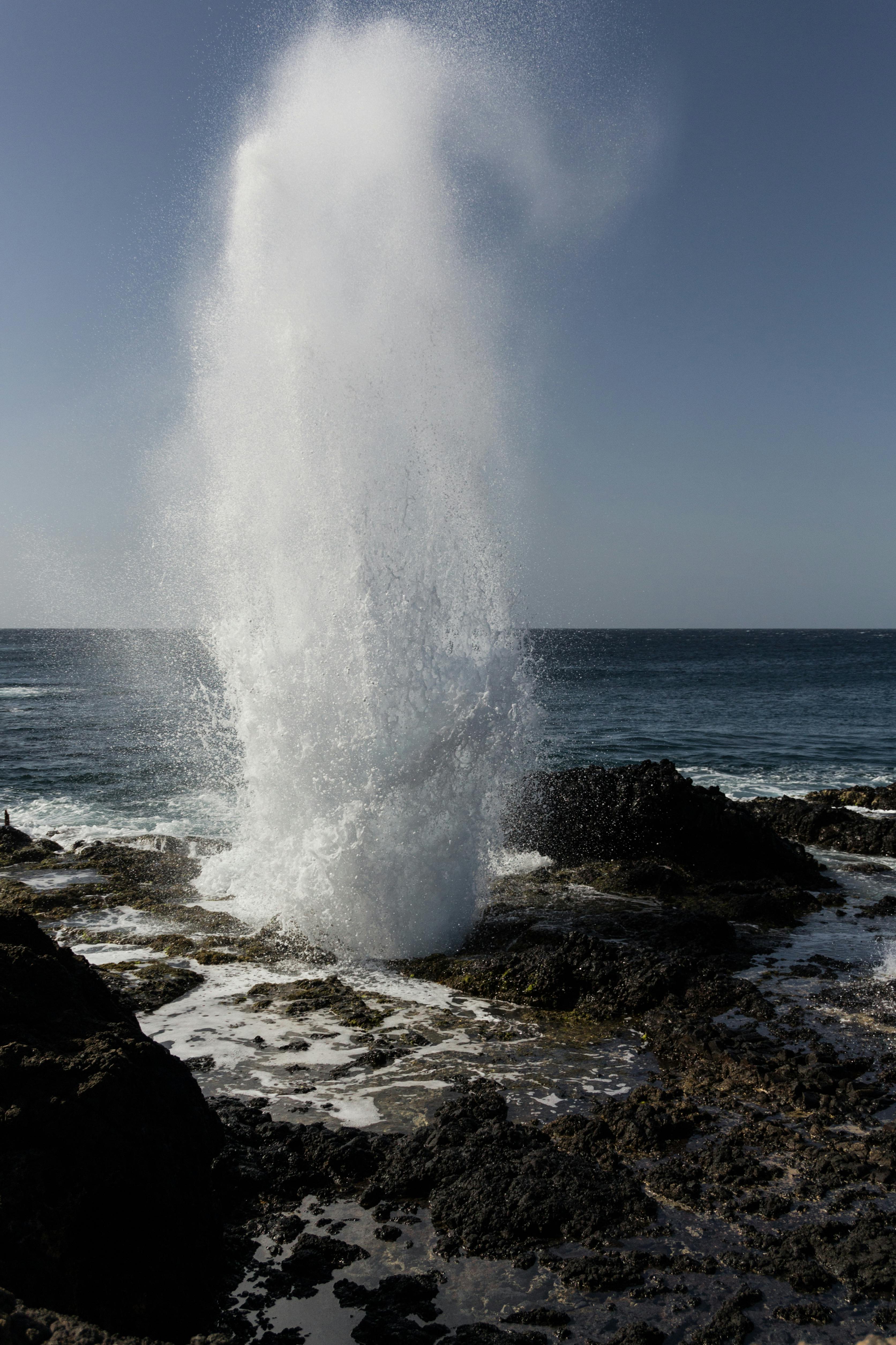 Geyser on Sea Shore Erupting · Free Stock Photo