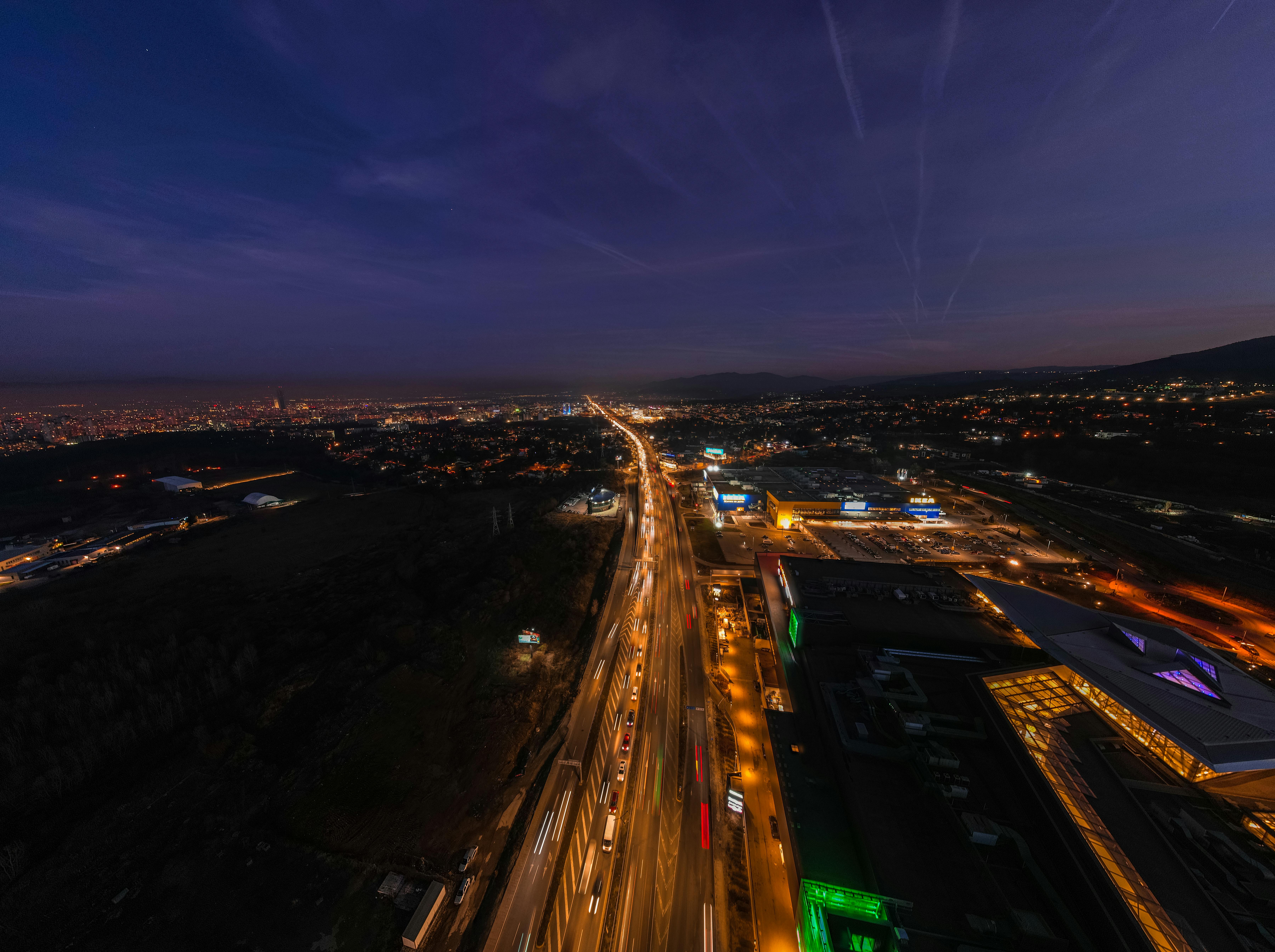 Birds Eye View of a Road at Night · Free Stock Photo