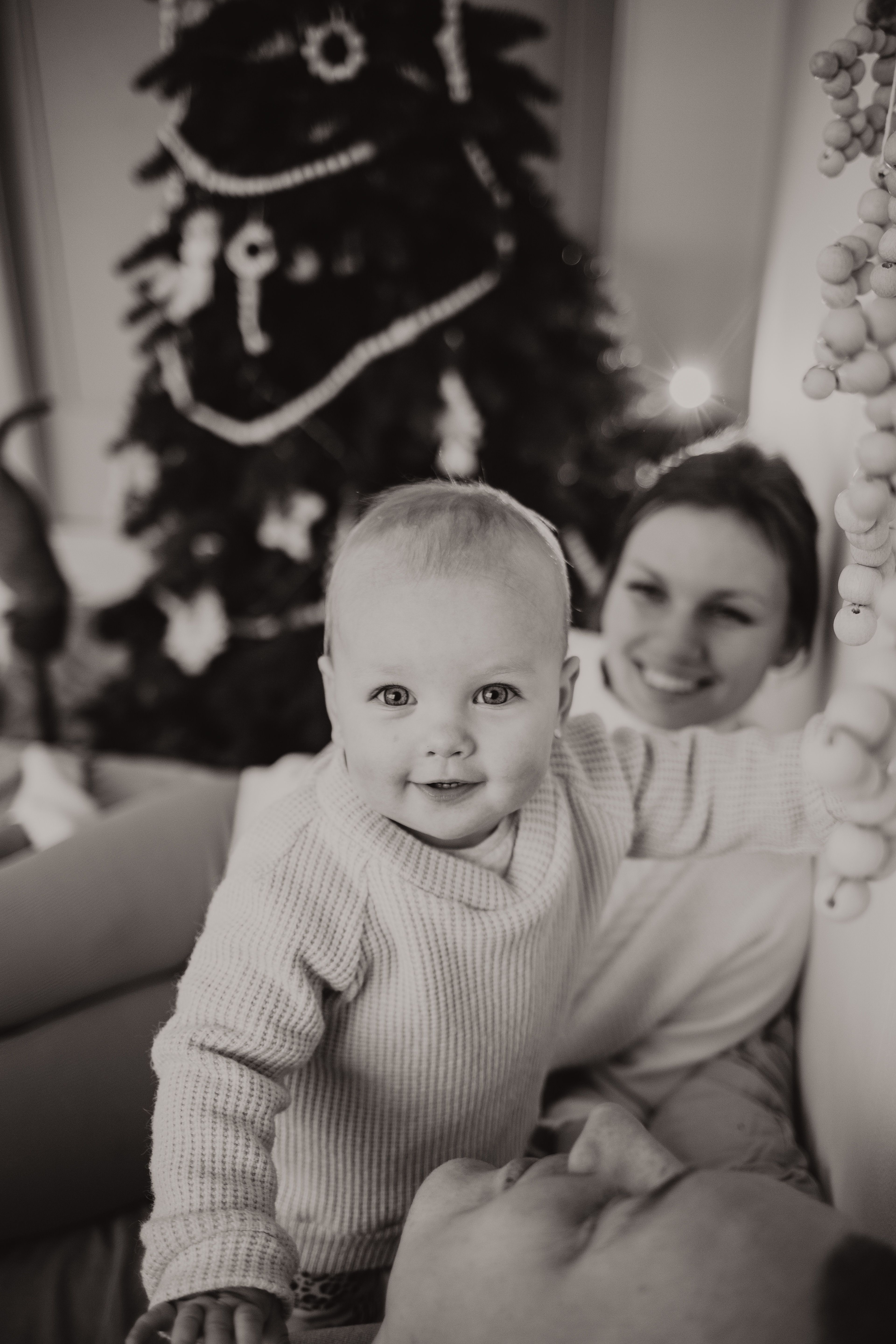 Grayscale Photo of a Baby in a Sweater · Free Stock Photo