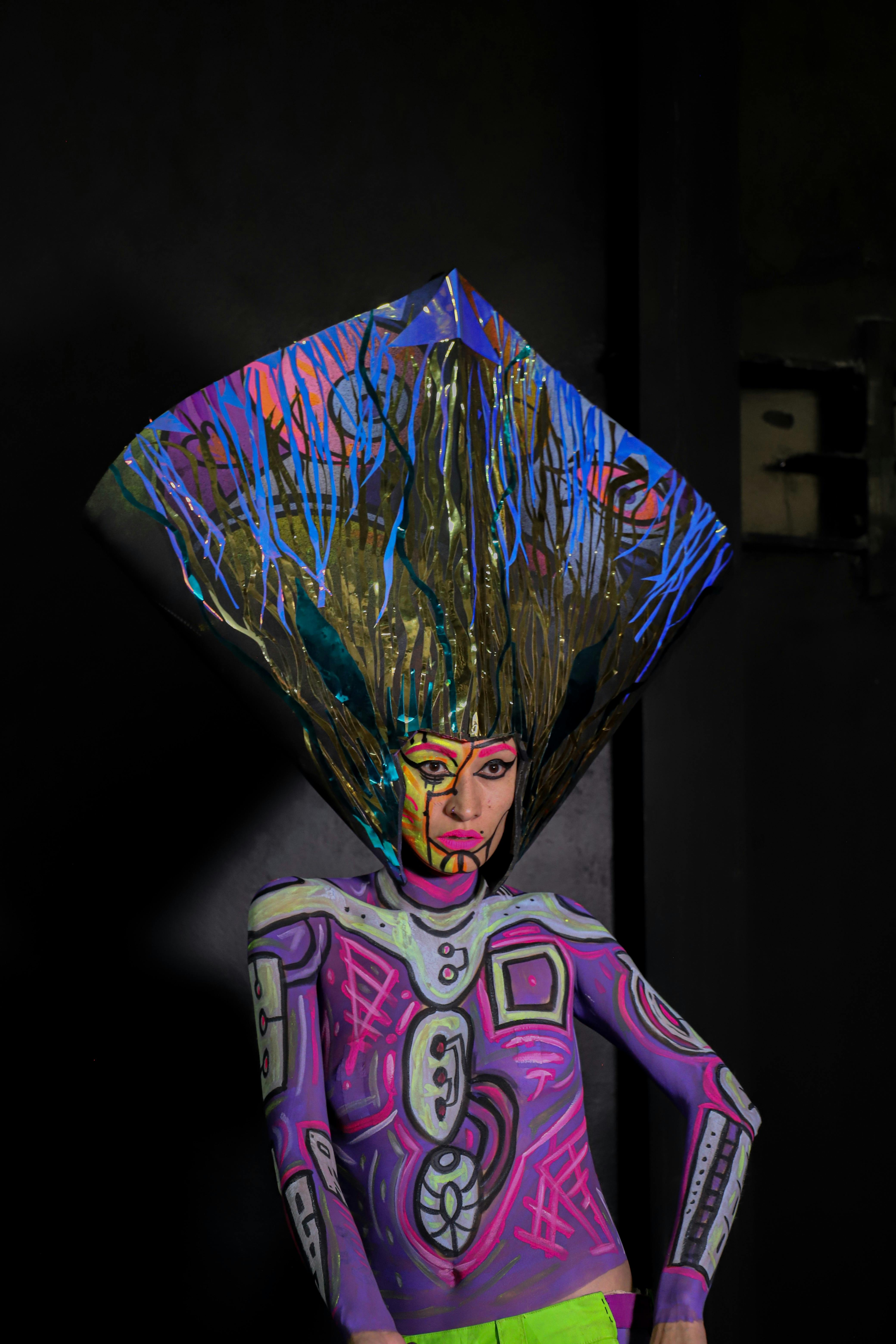 Woman with Purple and Gray Body Paint · Free Stock Photo