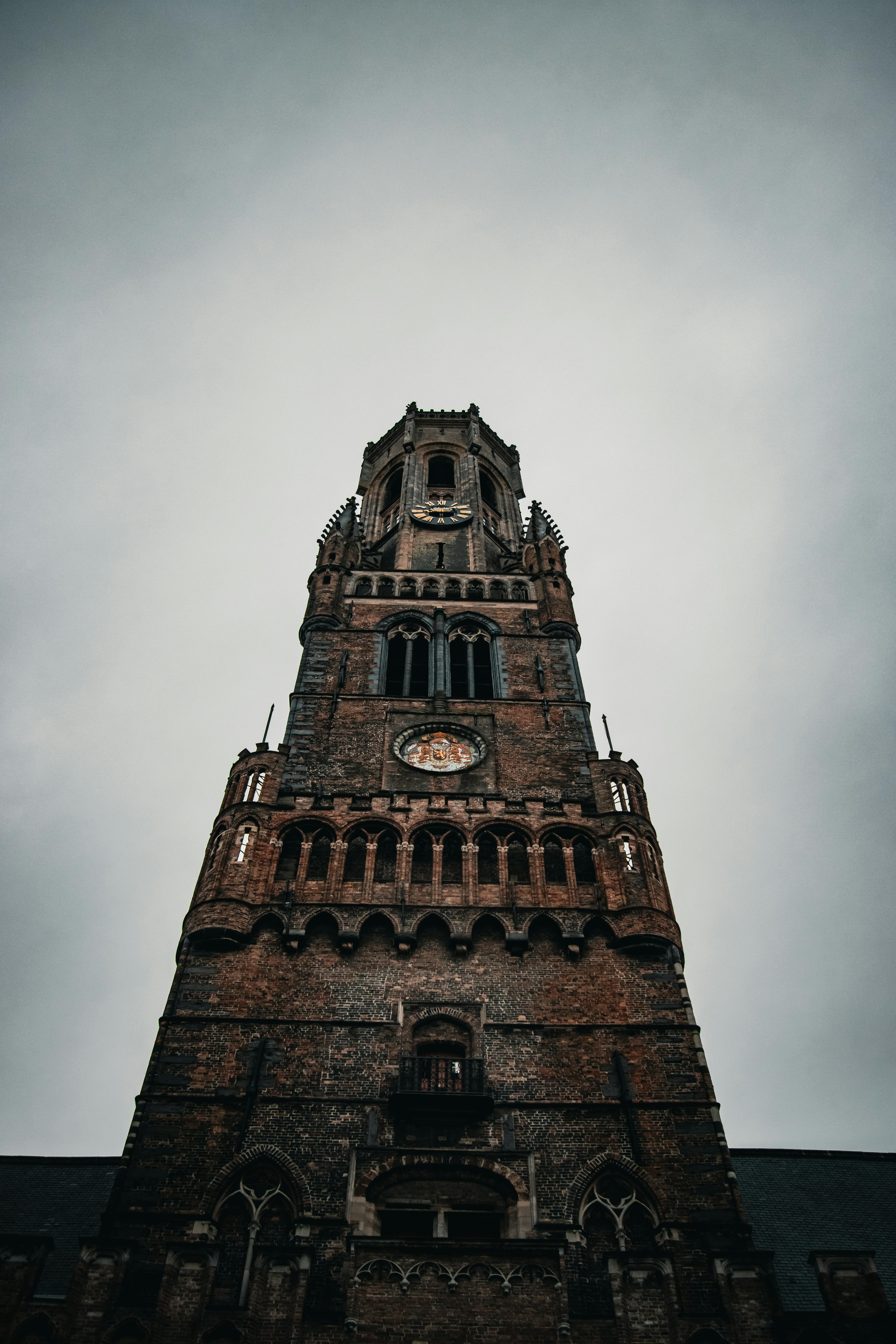 Long Angle Shot of Belfry of Bruges Tower · Free Stock Photo