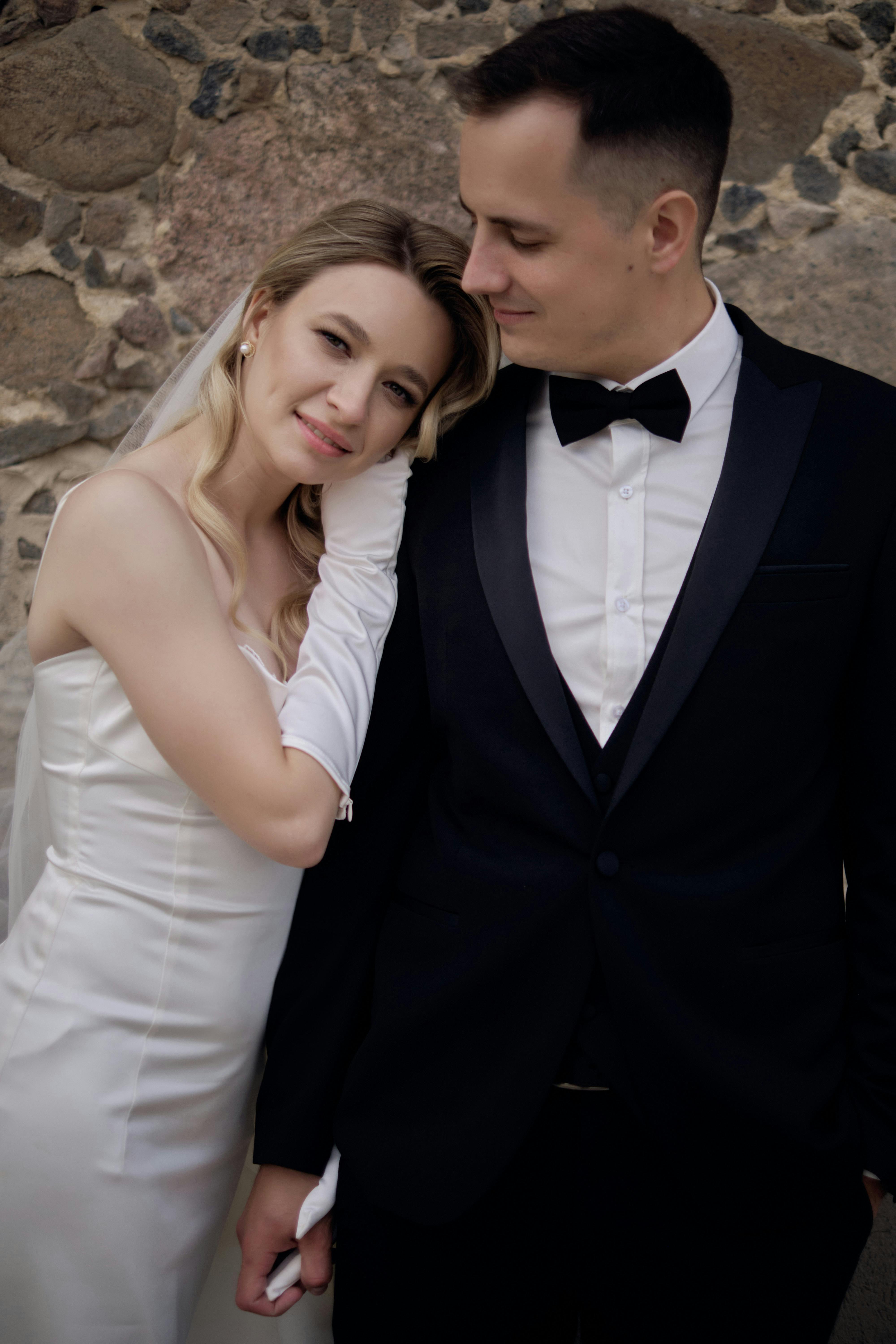Photo of the Bride and Groom with Witnesses Standing in the Garden ...