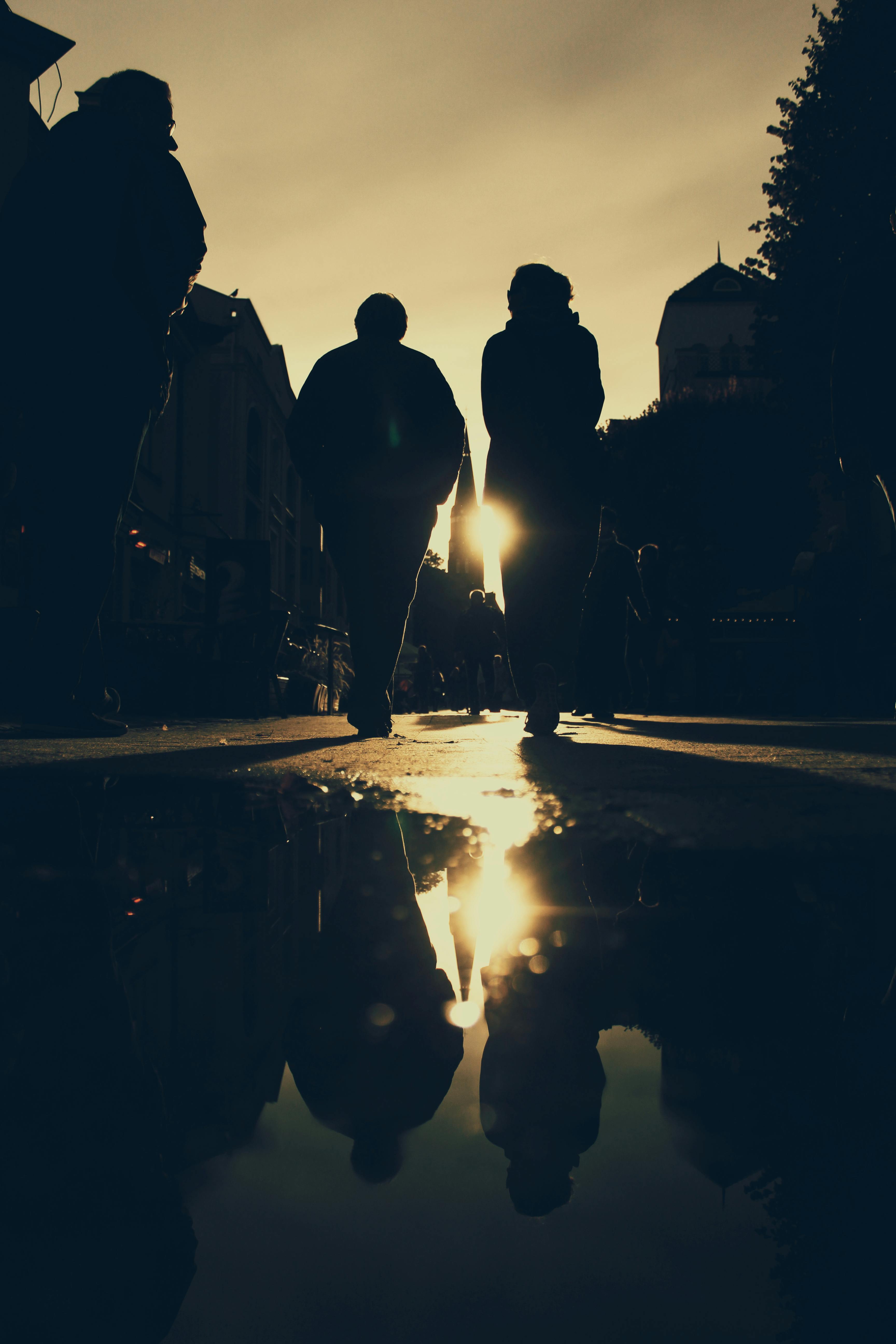 Silhouette of Two Person Walking · Free Stock Photo