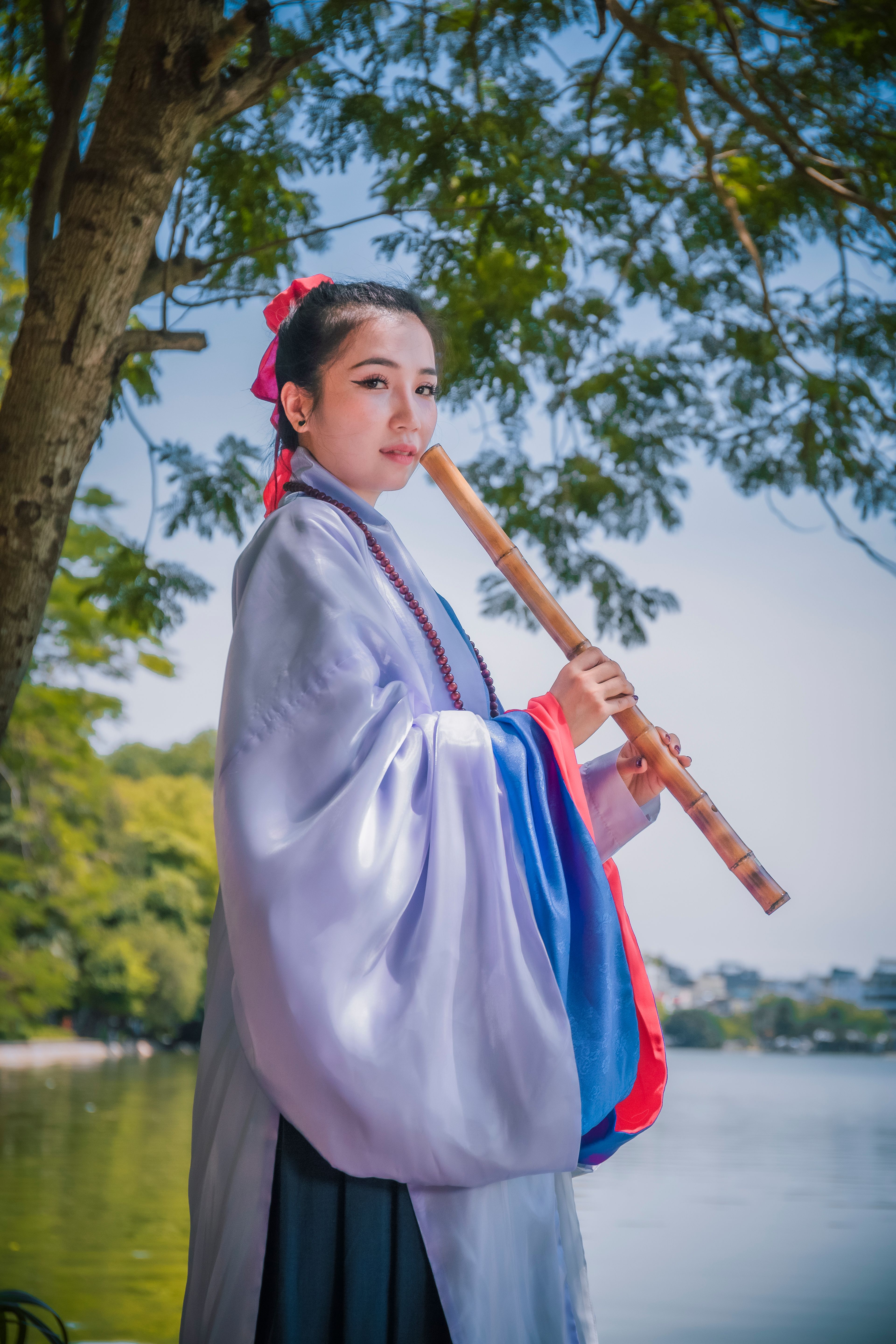 Woman in Traditional Costume Playing Musical Instrument · Free Stock Photo