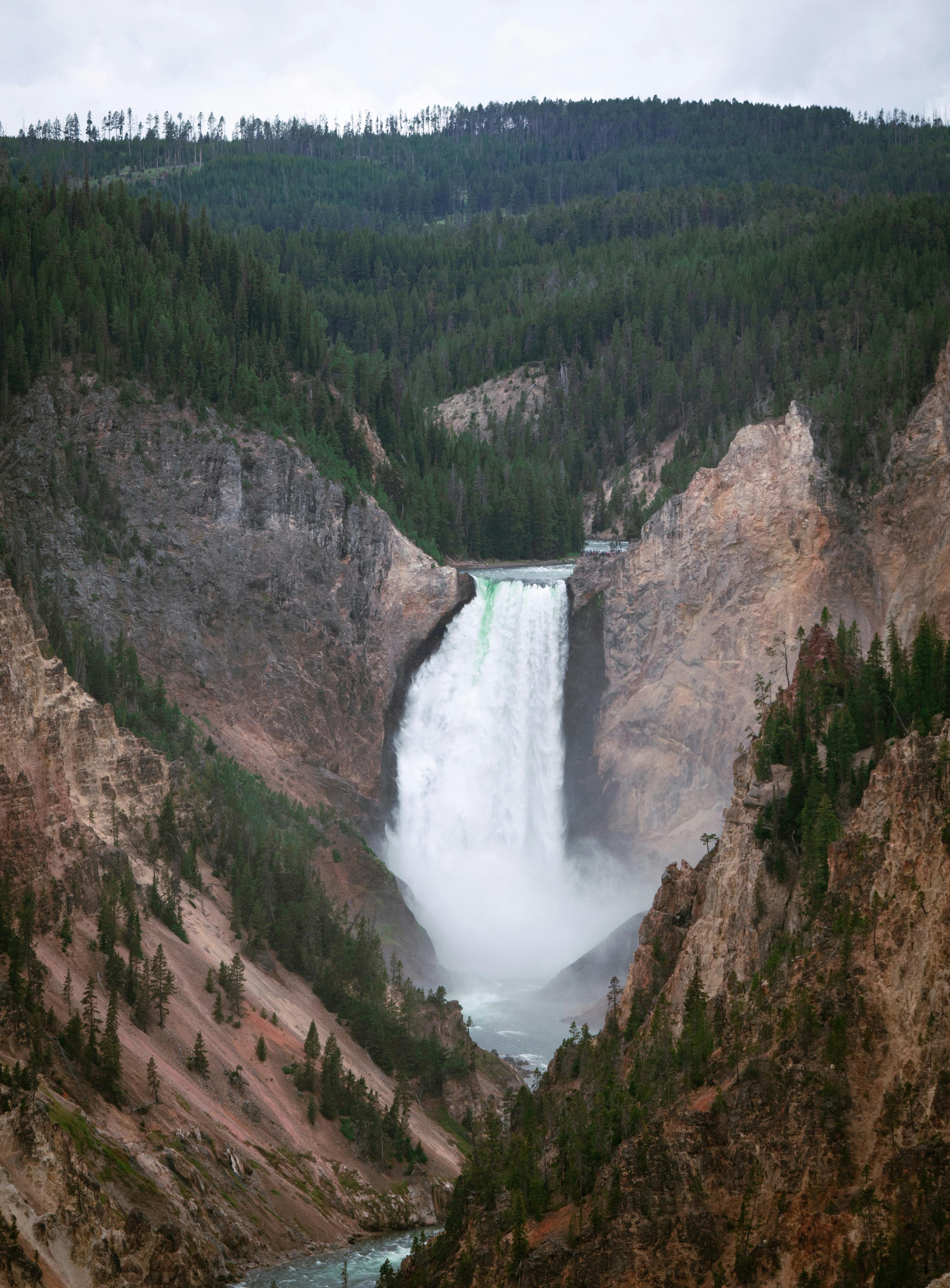 Waterfall on Cliff in Mountains Landscape · Free Stock Photo