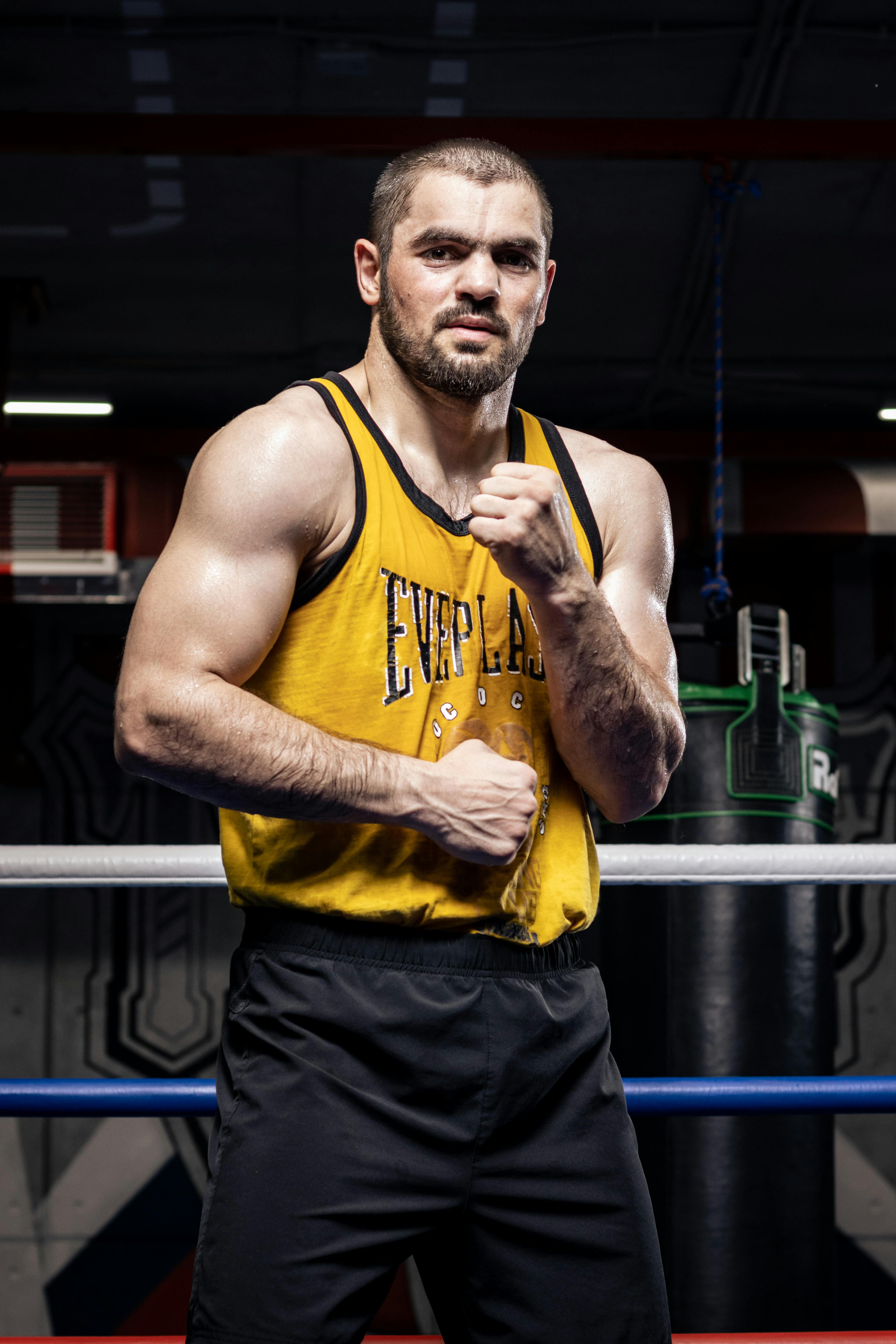 Men in Boxing Ring in Black and White · Free Stock Photo